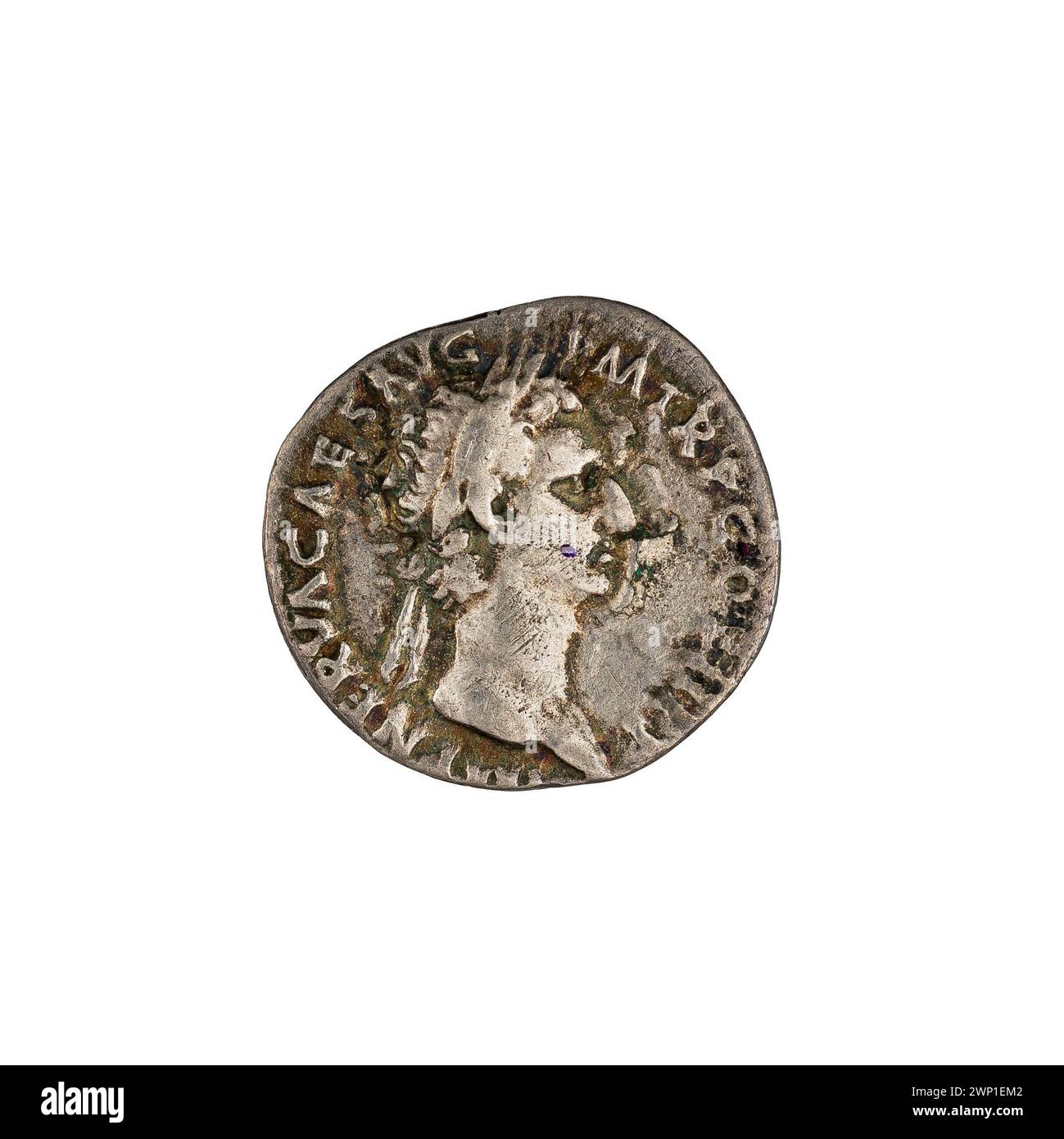 This denarius of Emperor Nerva, minted in 96 AD, depicts imperial ...