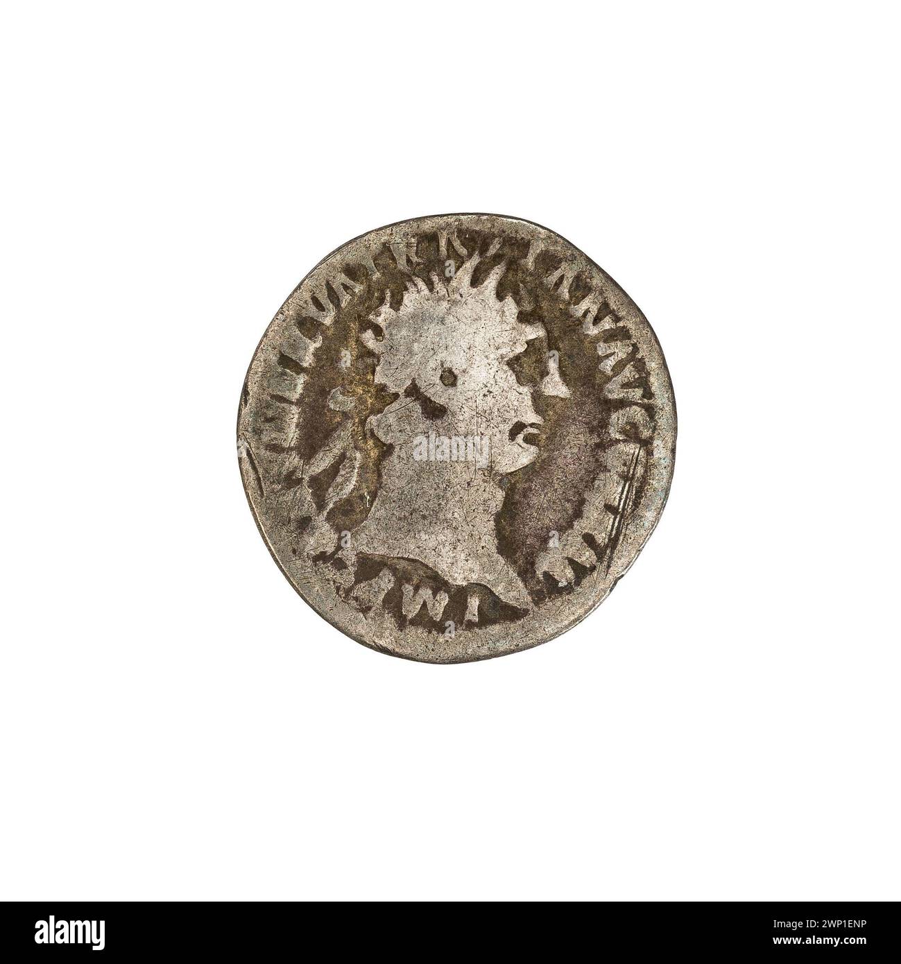A denarius from 98–99 CE issued during Emperor Trajan's reign depicting ...