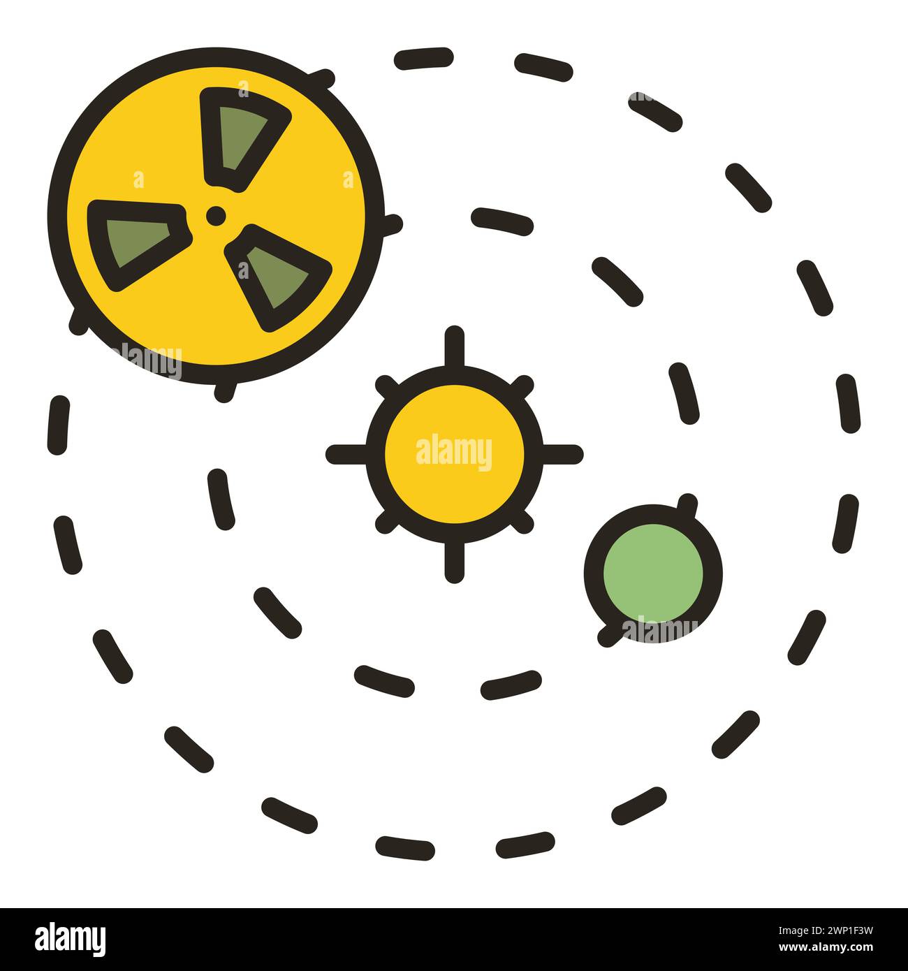 Nuclear Weapon in Space with Earth and Sun vector concept colored icon ...