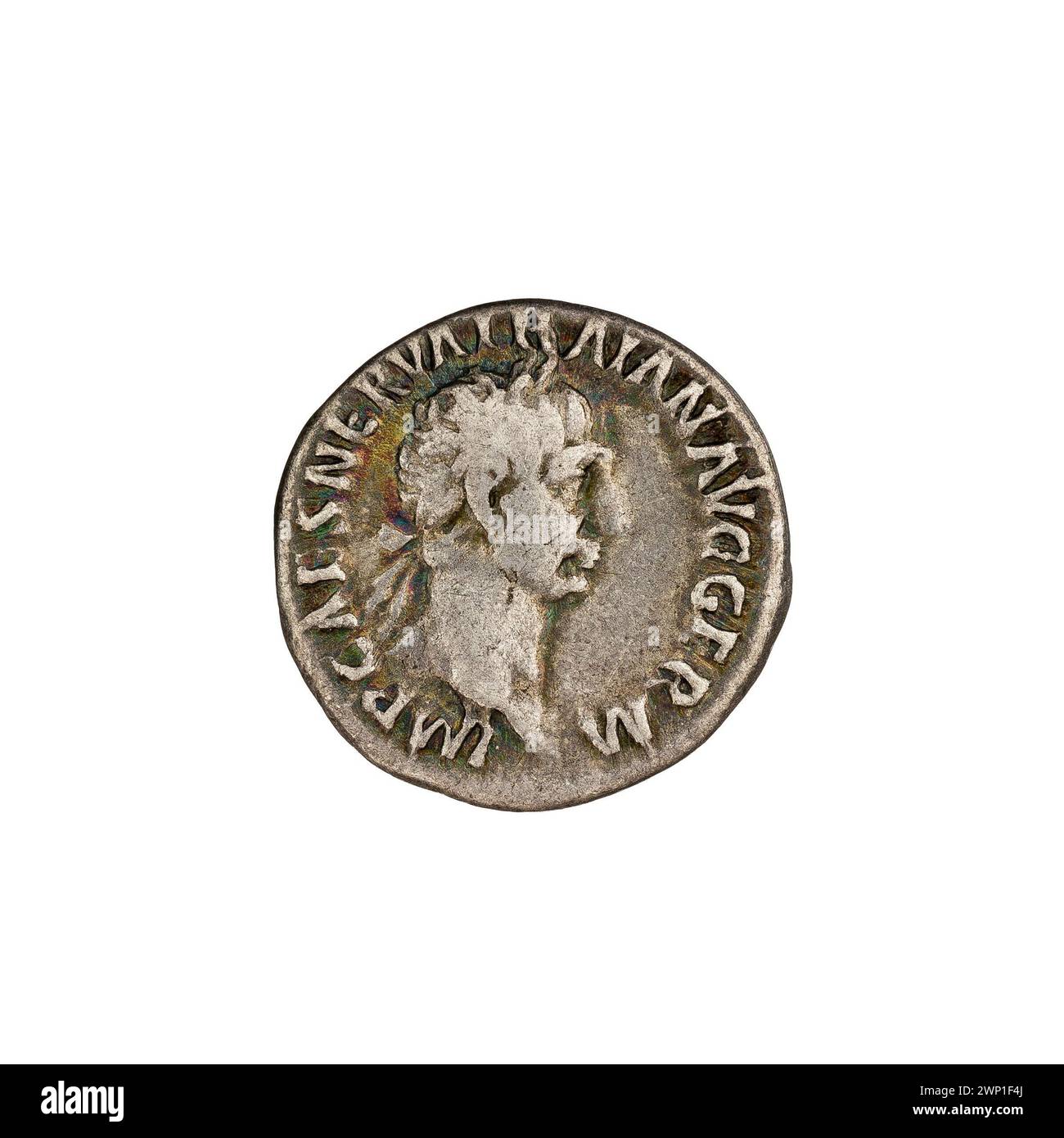 Silver denarius from Rome, 98-99 CE, showing Emperor Trajan with ...