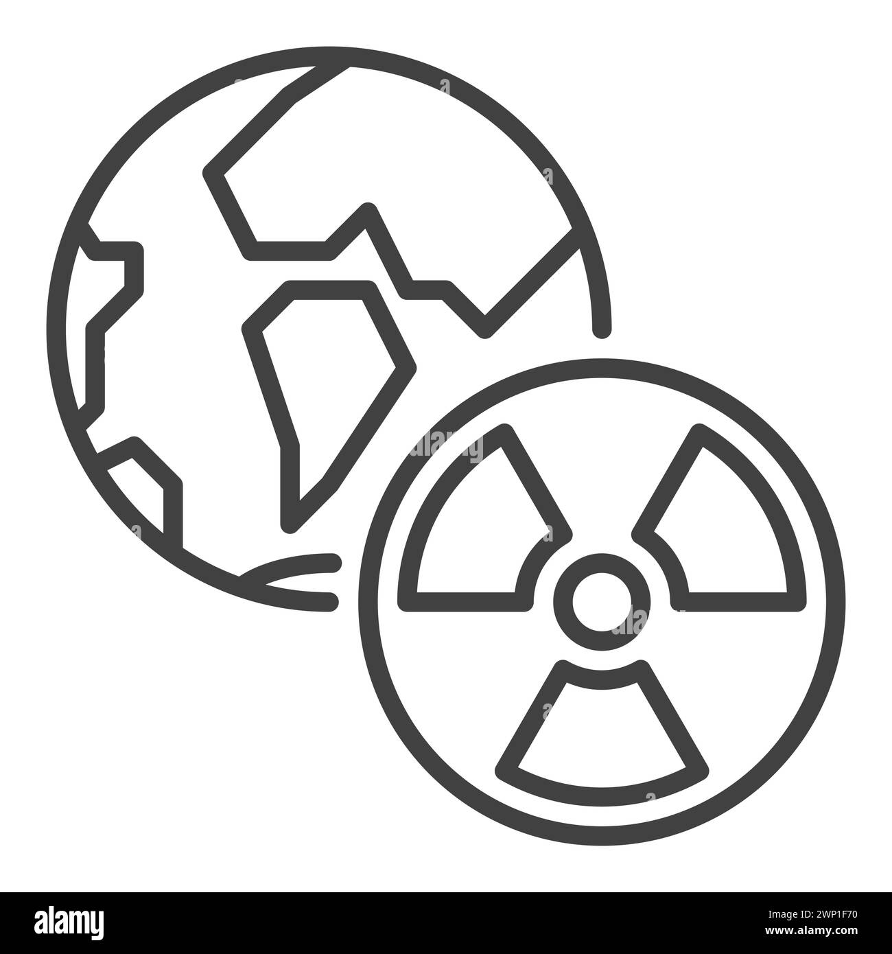 Radiation Symbol with Earth Globe vector concept icon or sign in thin ...