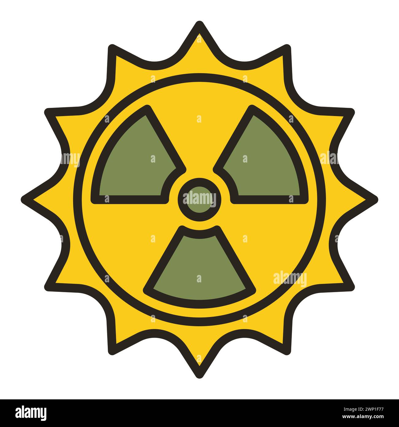 Radiation from Sun vector Space Nuclear Weapon concept colored icon or ...