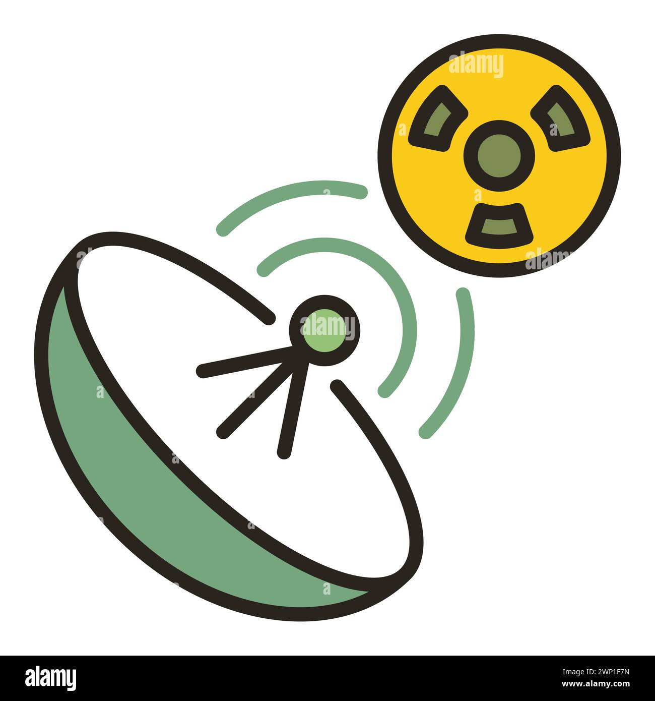 Parabolic Antenna and Radiation vector Satellite Dish concept colored ...