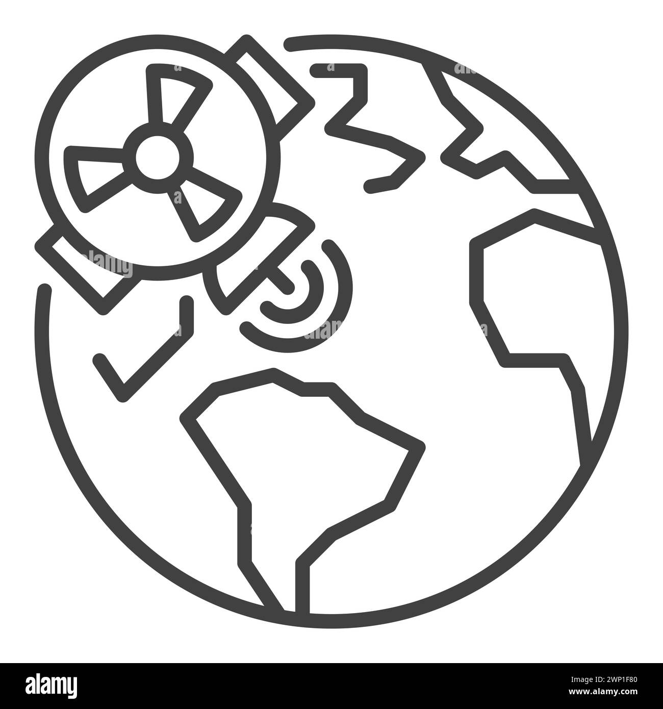 Nuclear Weapon Satellite in Space and Earth vector concept outline icon ...