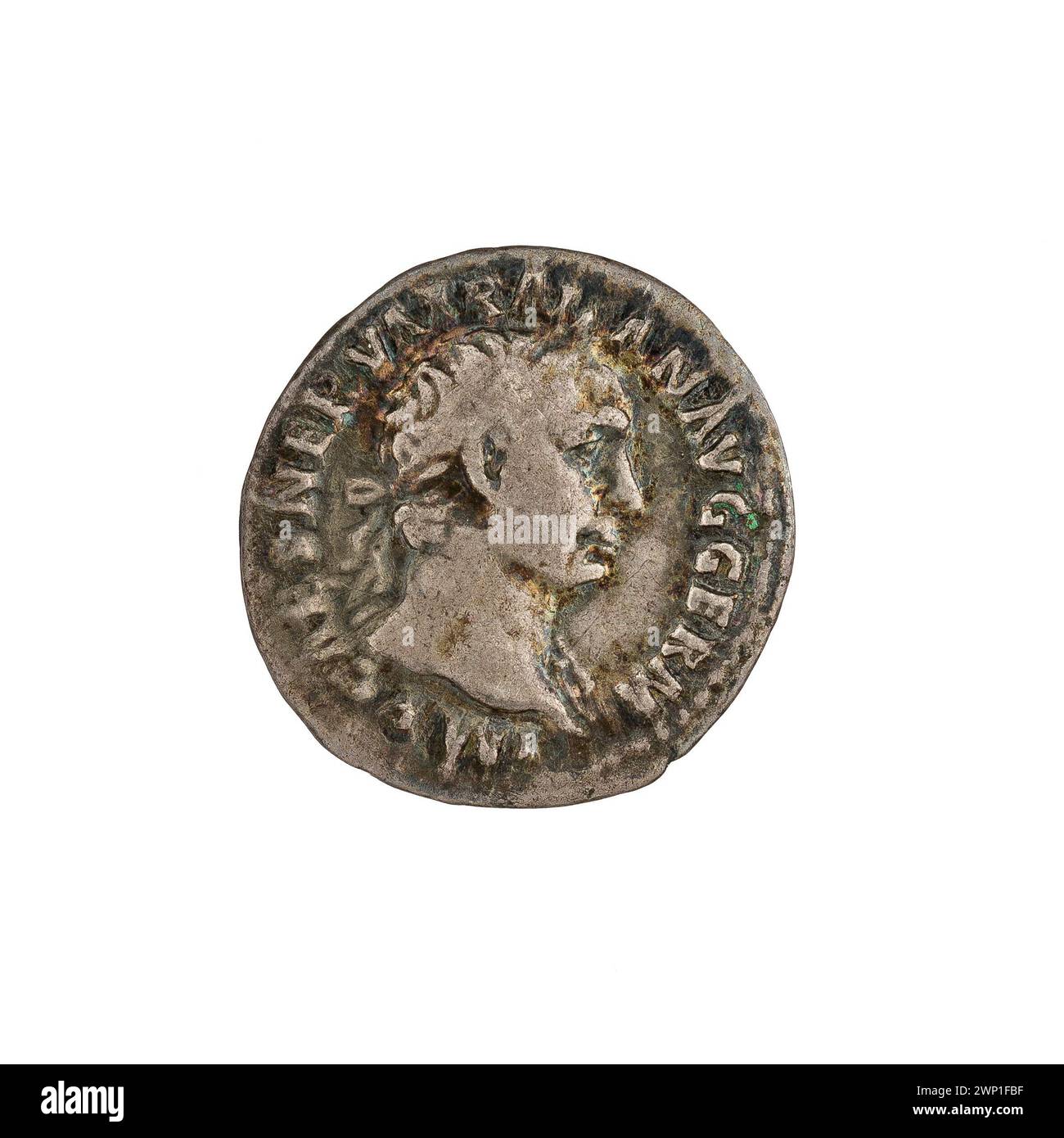 Silver denarius coin dated 98–99, showing Concordia, heads, abundance ...