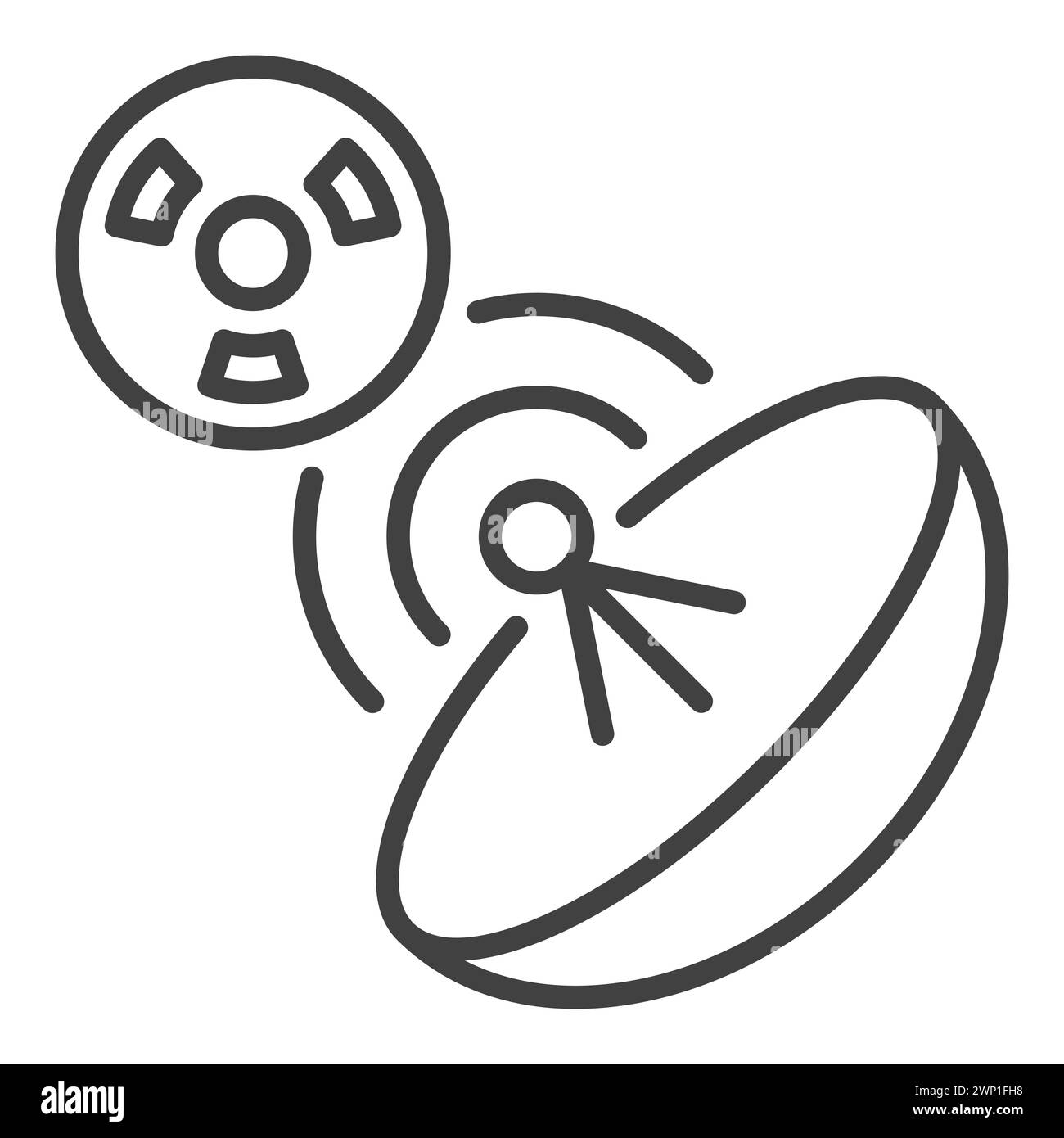 Satellite Dish And Radiation Vector Parabolic Antenna Concept Icon Or