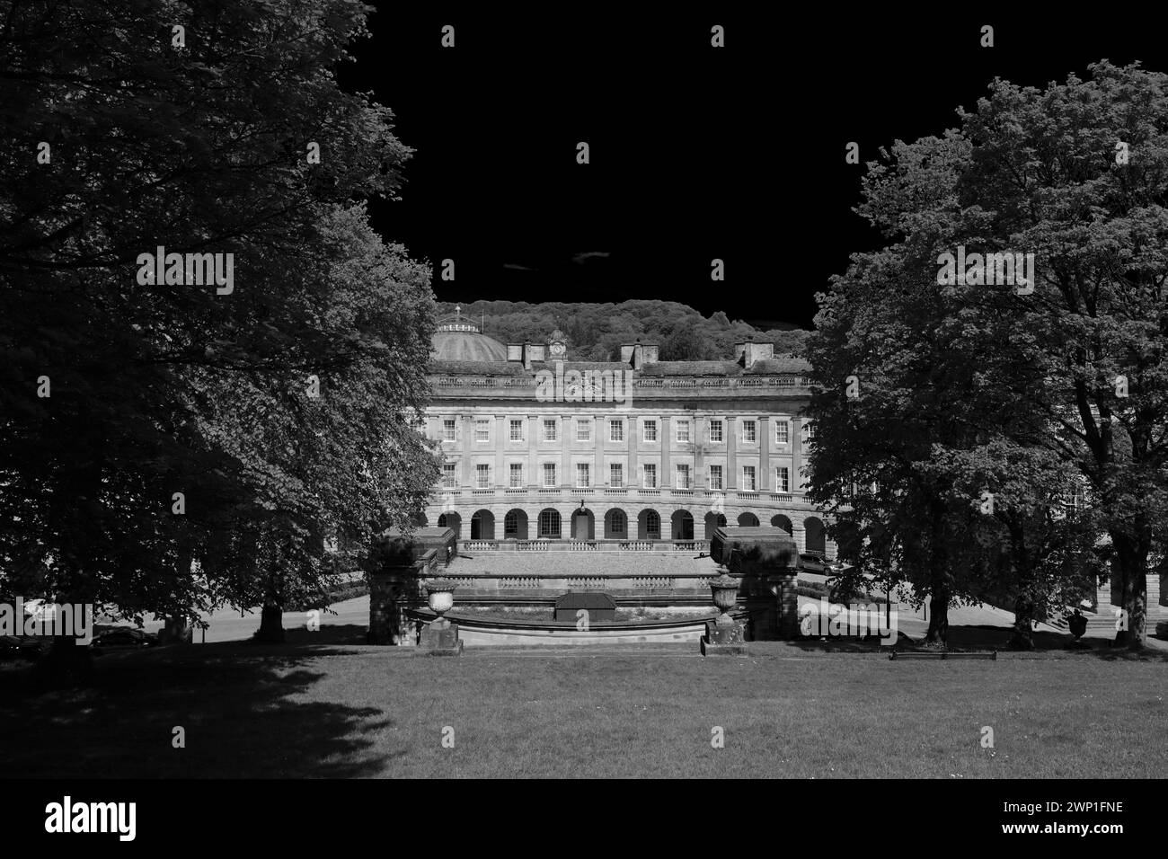 The Crescent building in the market town of Buxton, Peak District ...