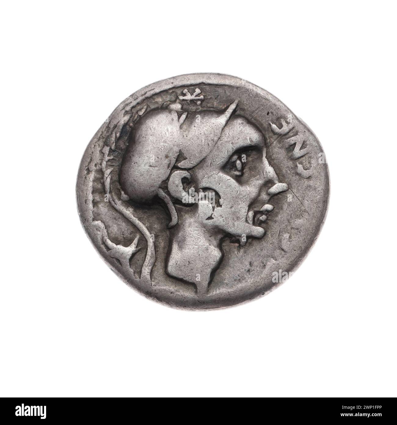 Denarius minted by Cn. Cornelius Blasio, 112-111 BC, depicting Jupiter ...
