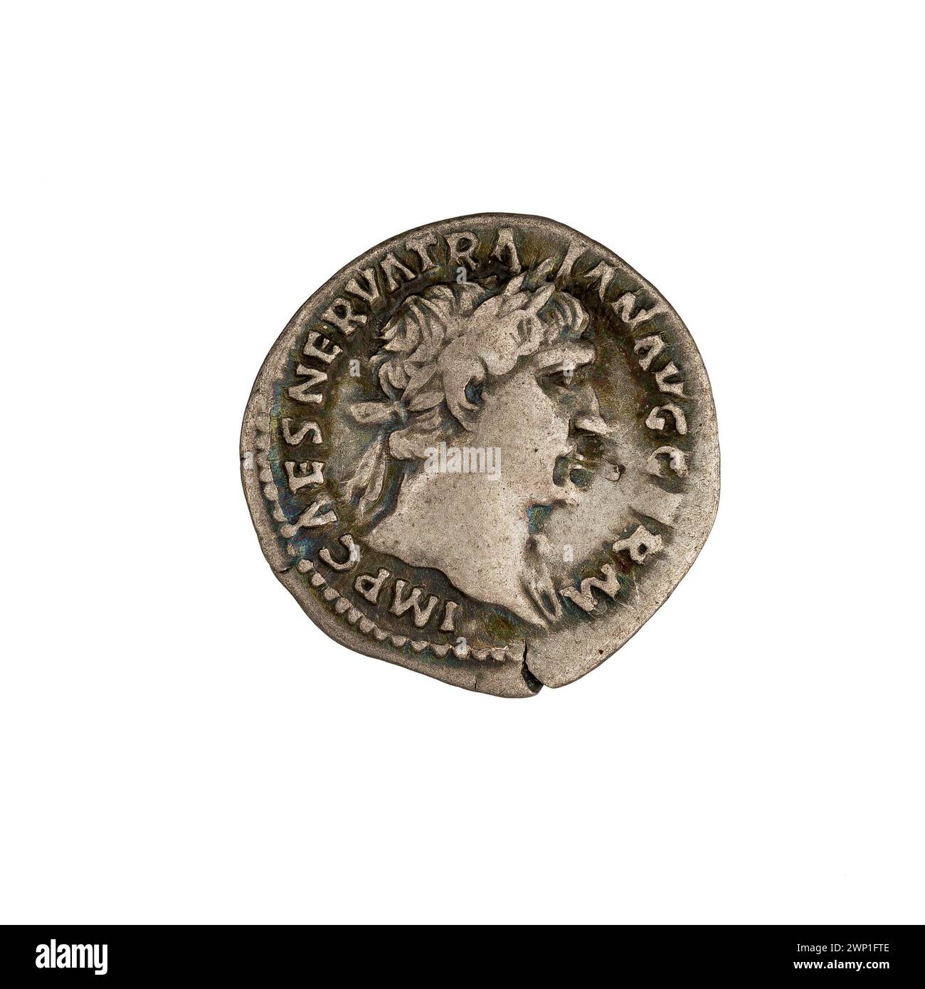 Denarius coin from 101-102 AD depicting Mars walking, with heads ...