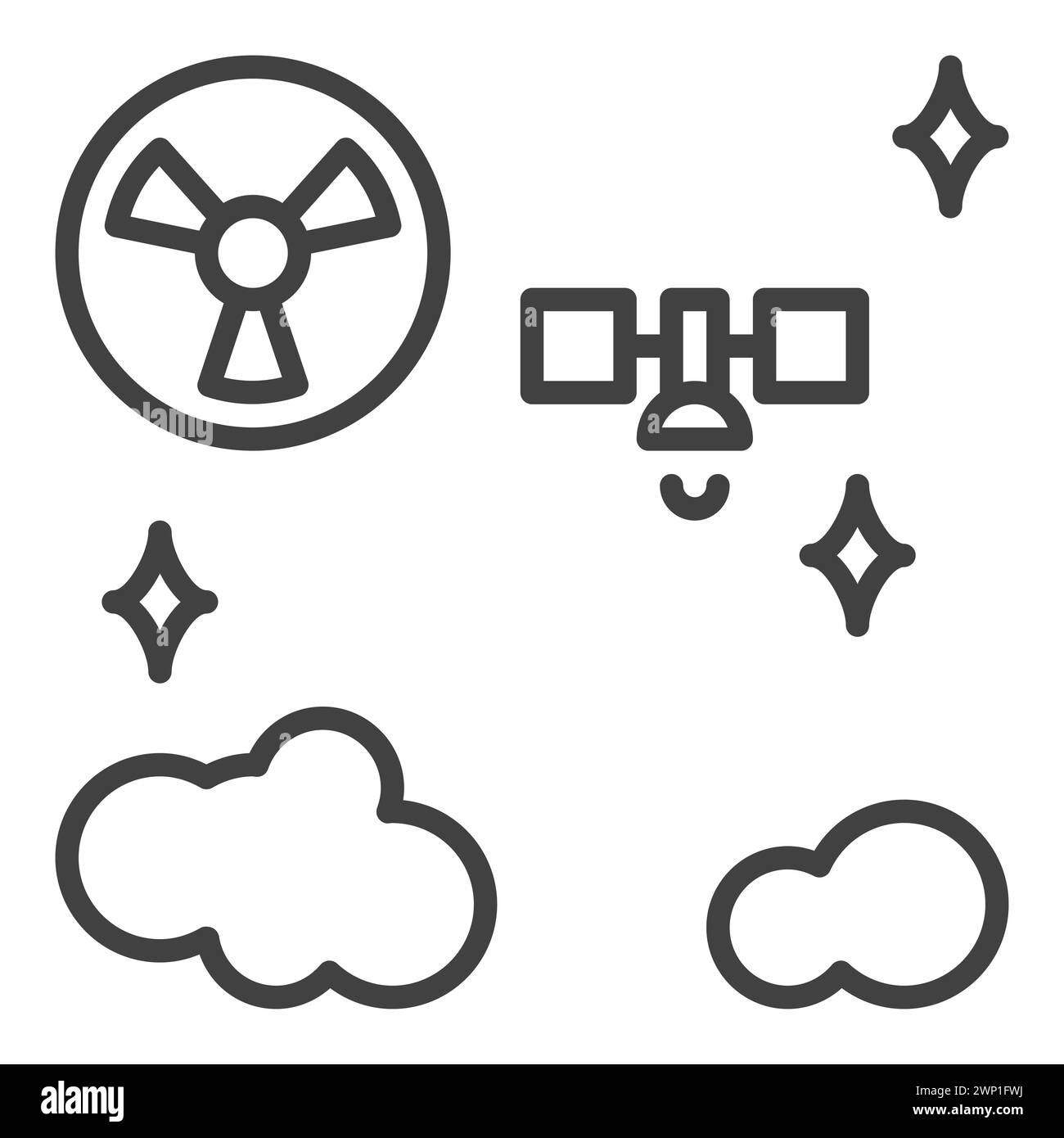 Space-Based Nuclear Weapons and clouds vector concept linear icon or ...