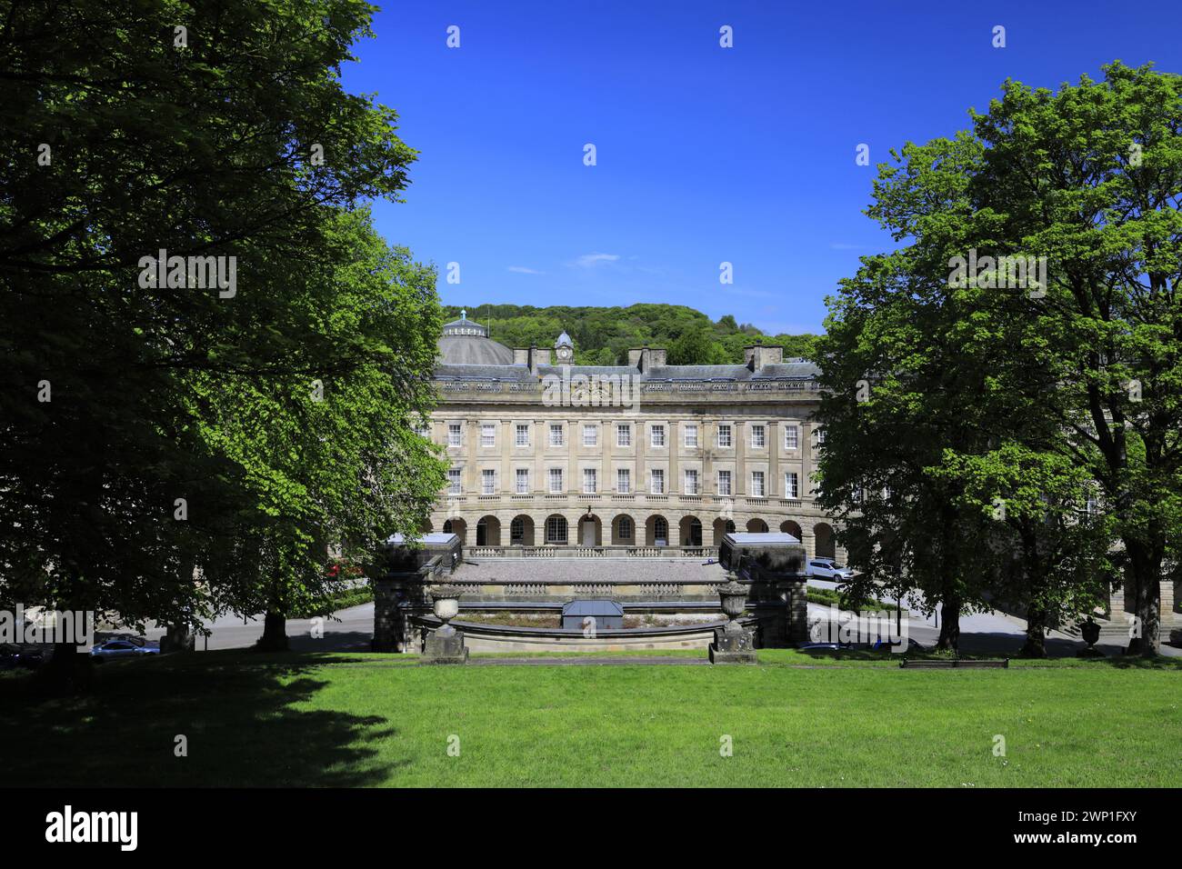 The Crescent building in the market town of Buxton, Peak District ...