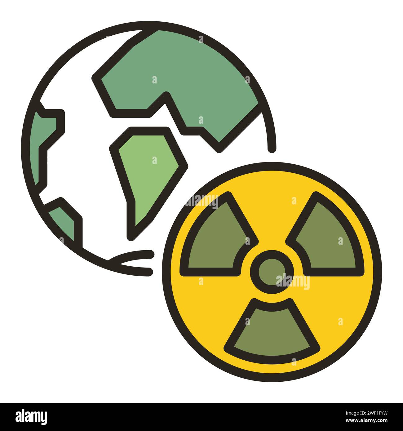Radiation Sign with Earth Globe vector concept colored icon or symbol ...