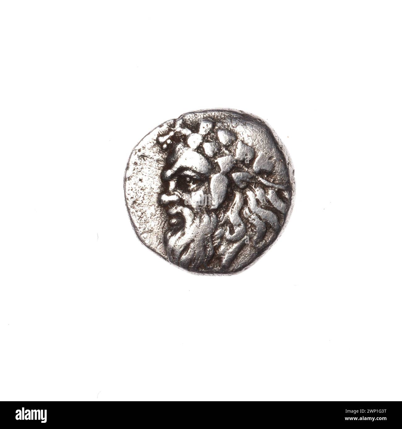 Ancient diobol coin from Pantikapaion dated 340-330 BC, depicting a ...
