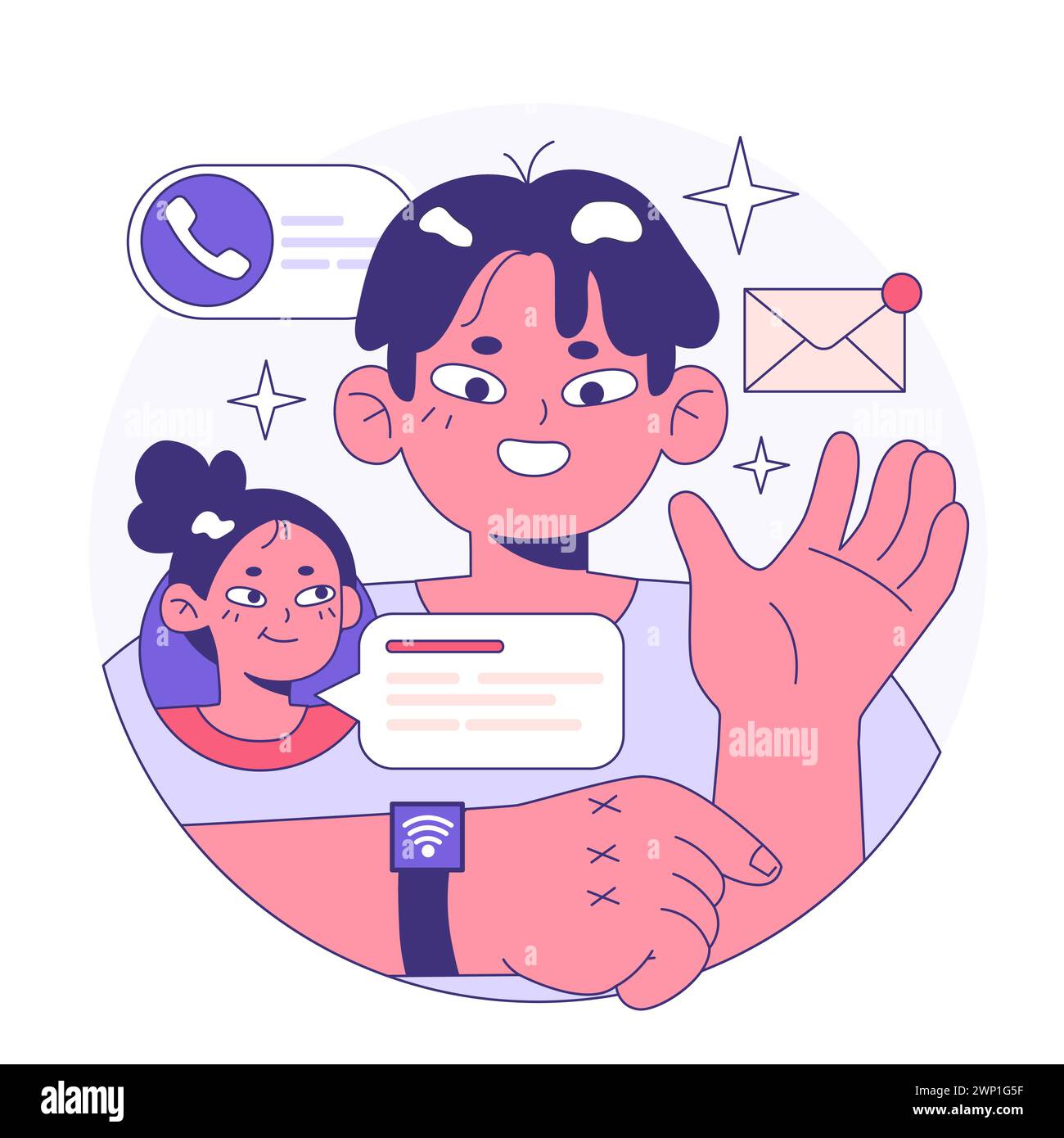 Wearable technology. Smart device. Character using electronic device to ... Wearable technology. Smart device. Character using electronic device to ...