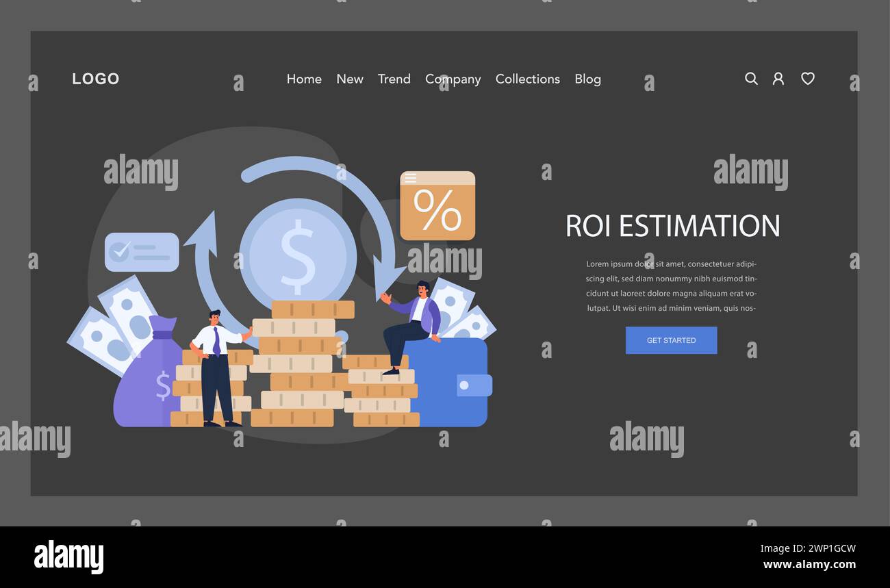 ROI Estimation concept. Professionals engaged in calculating returns on ...