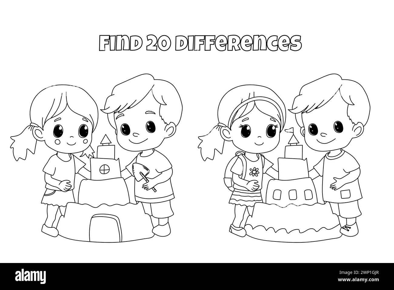 Find 20 Differences In The Coloring Book. Is A Creative Task For ...