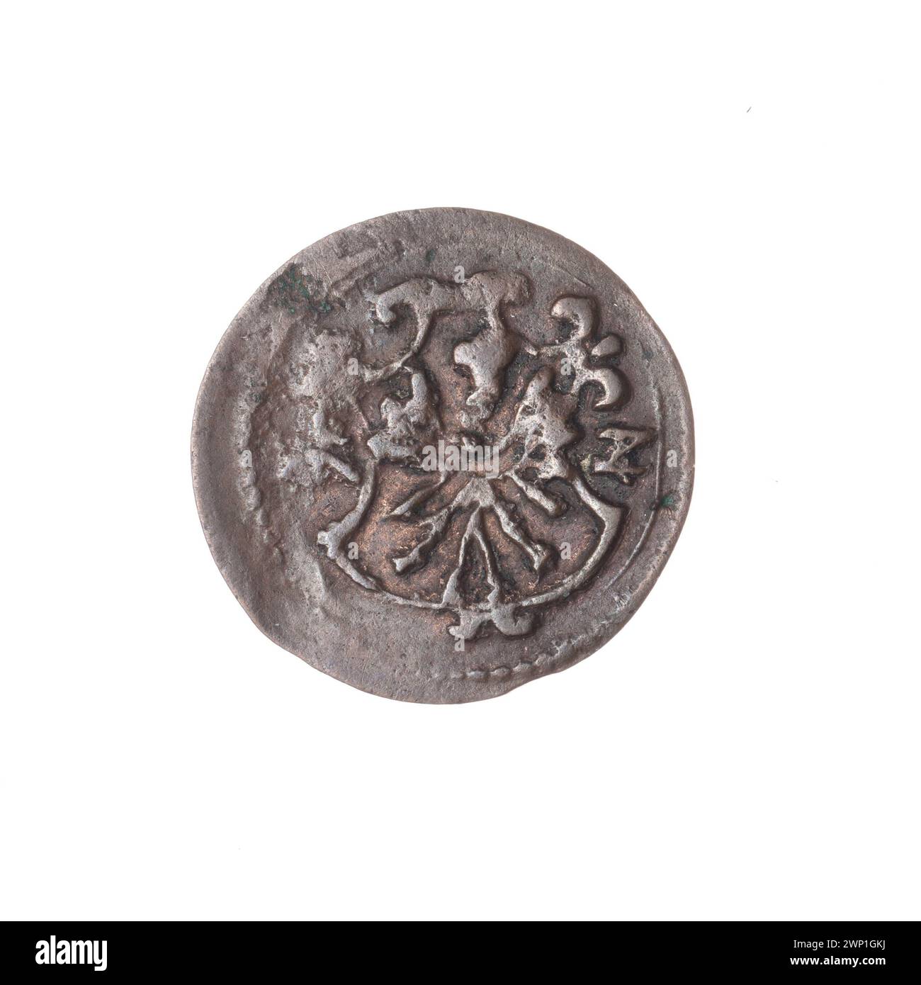 Penny coin of 1612 featuring Jan Christian, Prince of Brest, and Jerzy ...