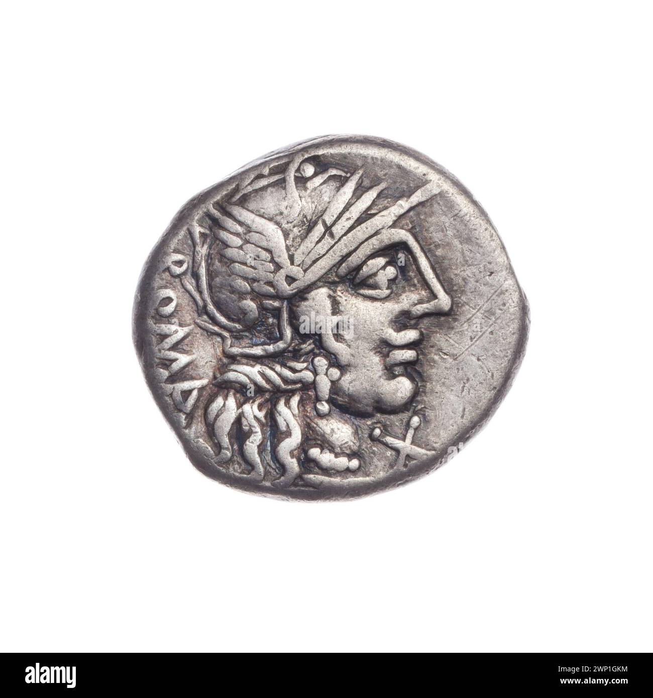 The denarius minted by M. Fannius in 123 BC depicts Victoria on a ...