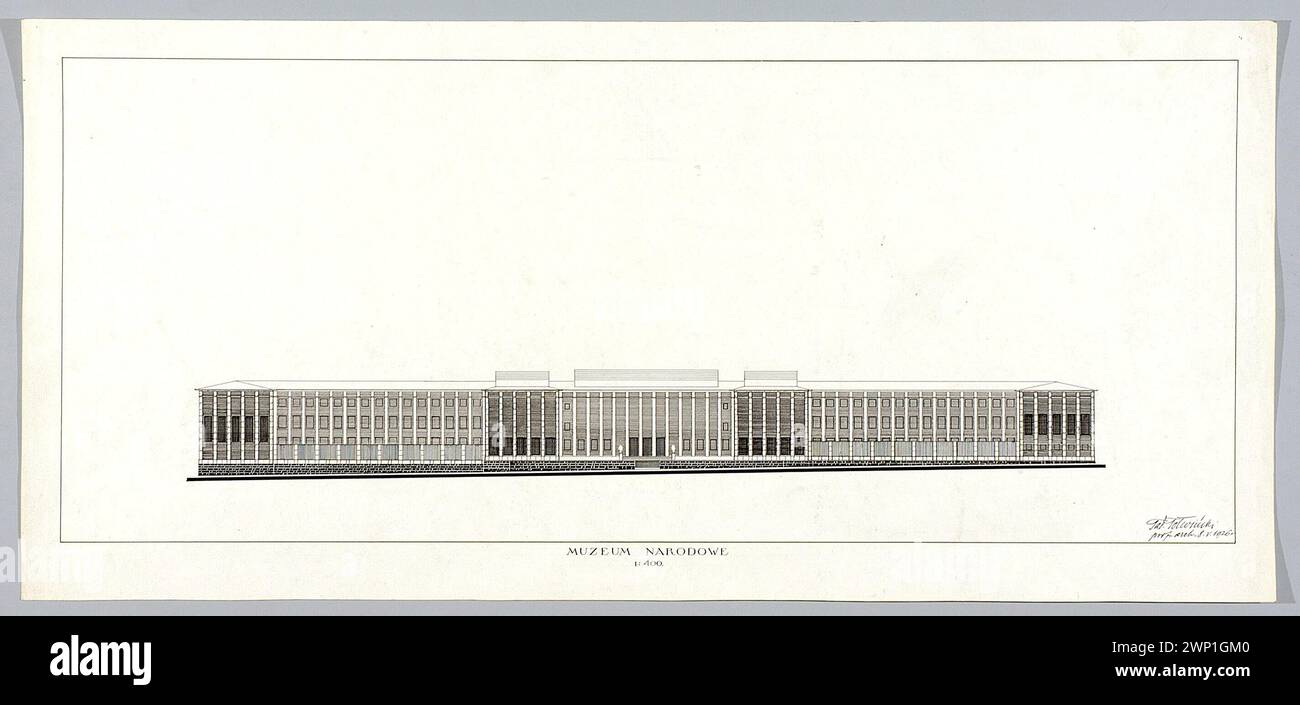 Warsaw national museum architecture tadeusz 1926 project facade scale 1 ...