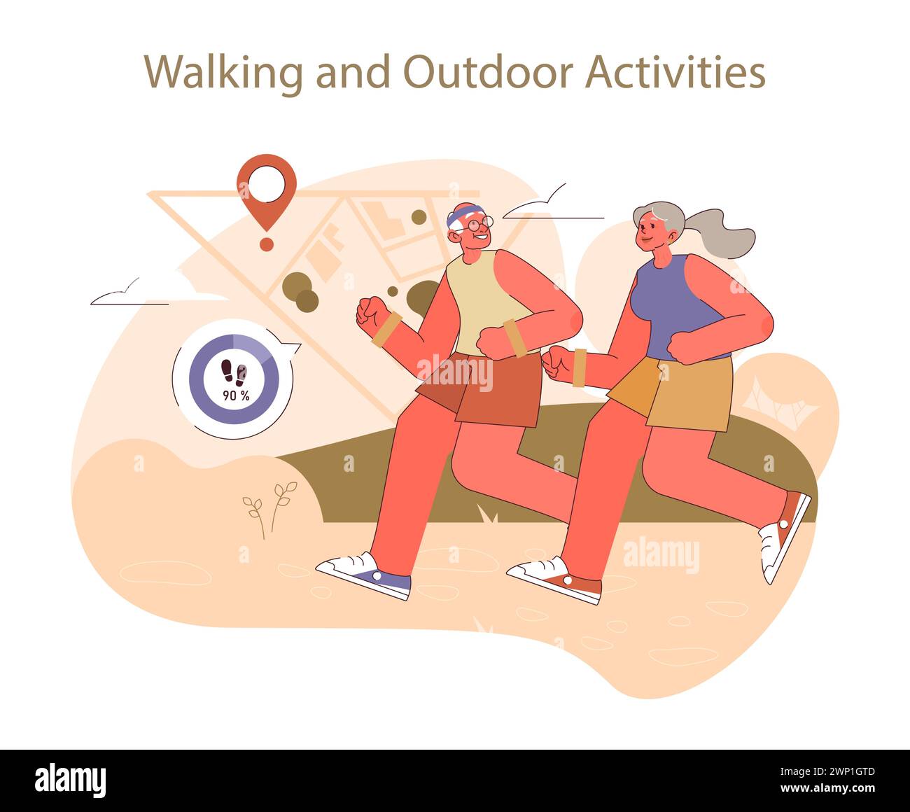 Retirees' Activities concept. Senior couple energetically embarking on ...