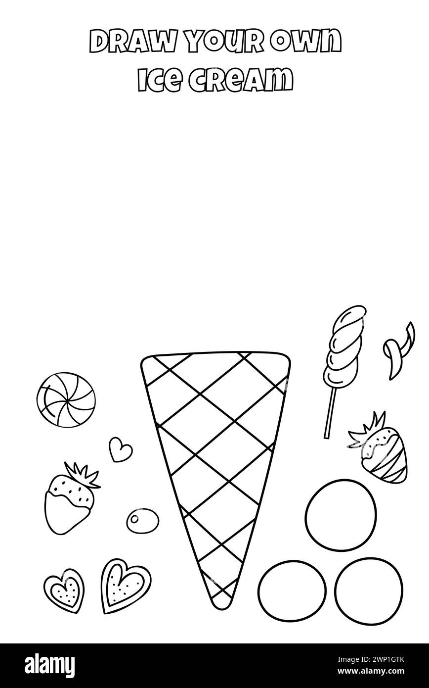 Coloring Task - Draw Your Own Ice Cream For Children'S Creativity, Is ...