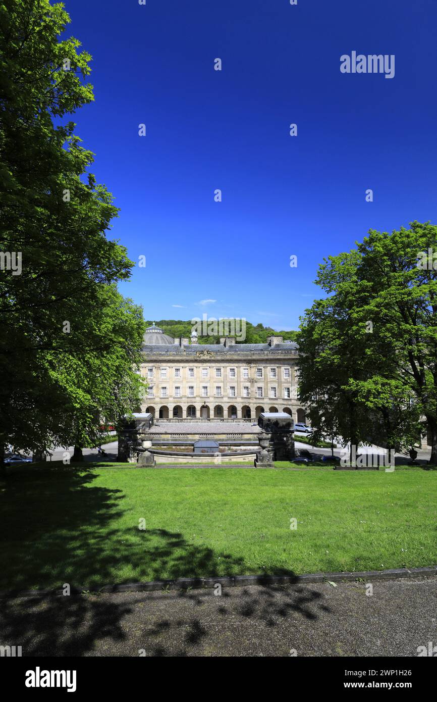 The Crescent building in the market town of Buxton, Peak District ...
