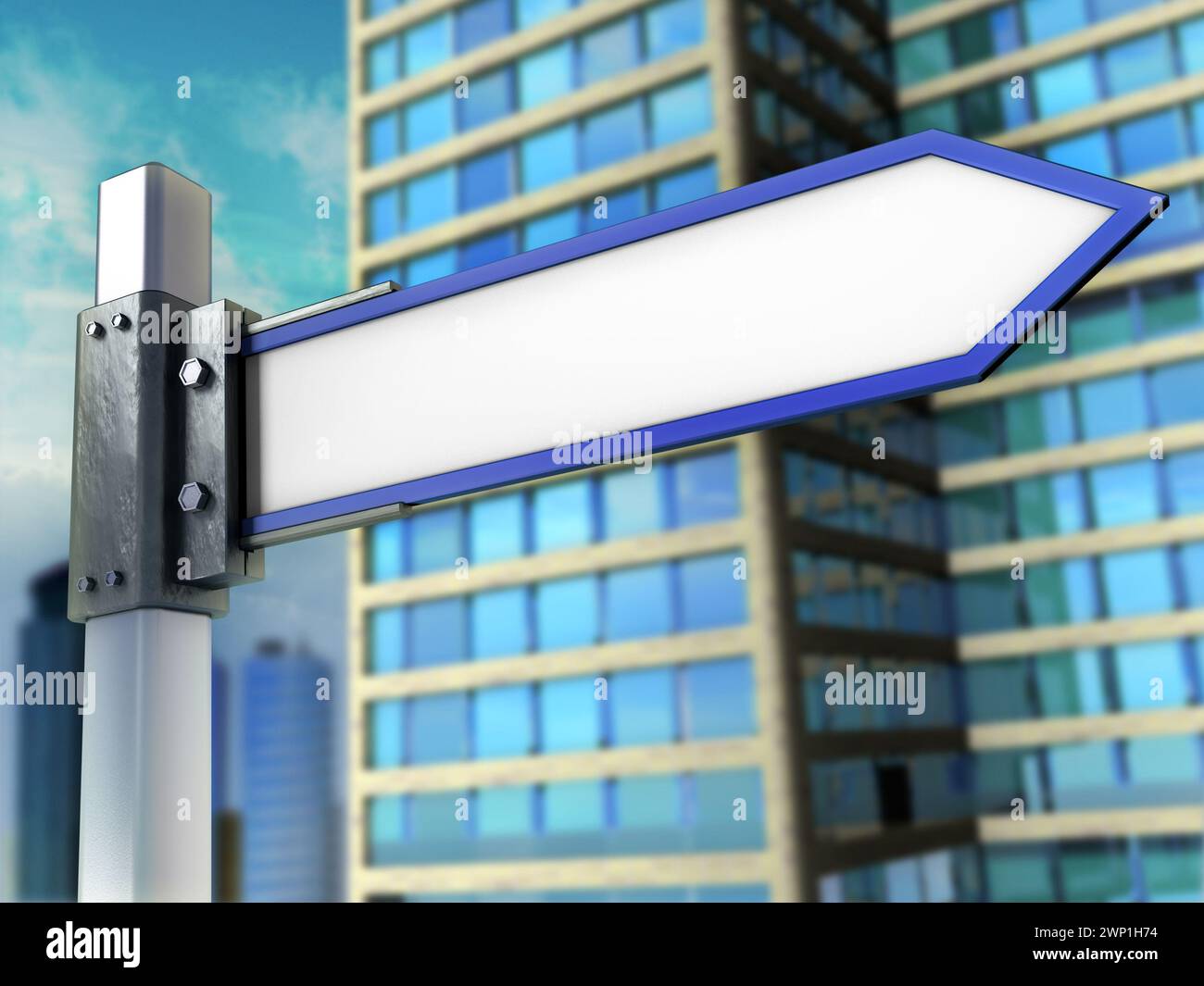 Blank signpost in a modern urban setting. Digital illustration Stock ...