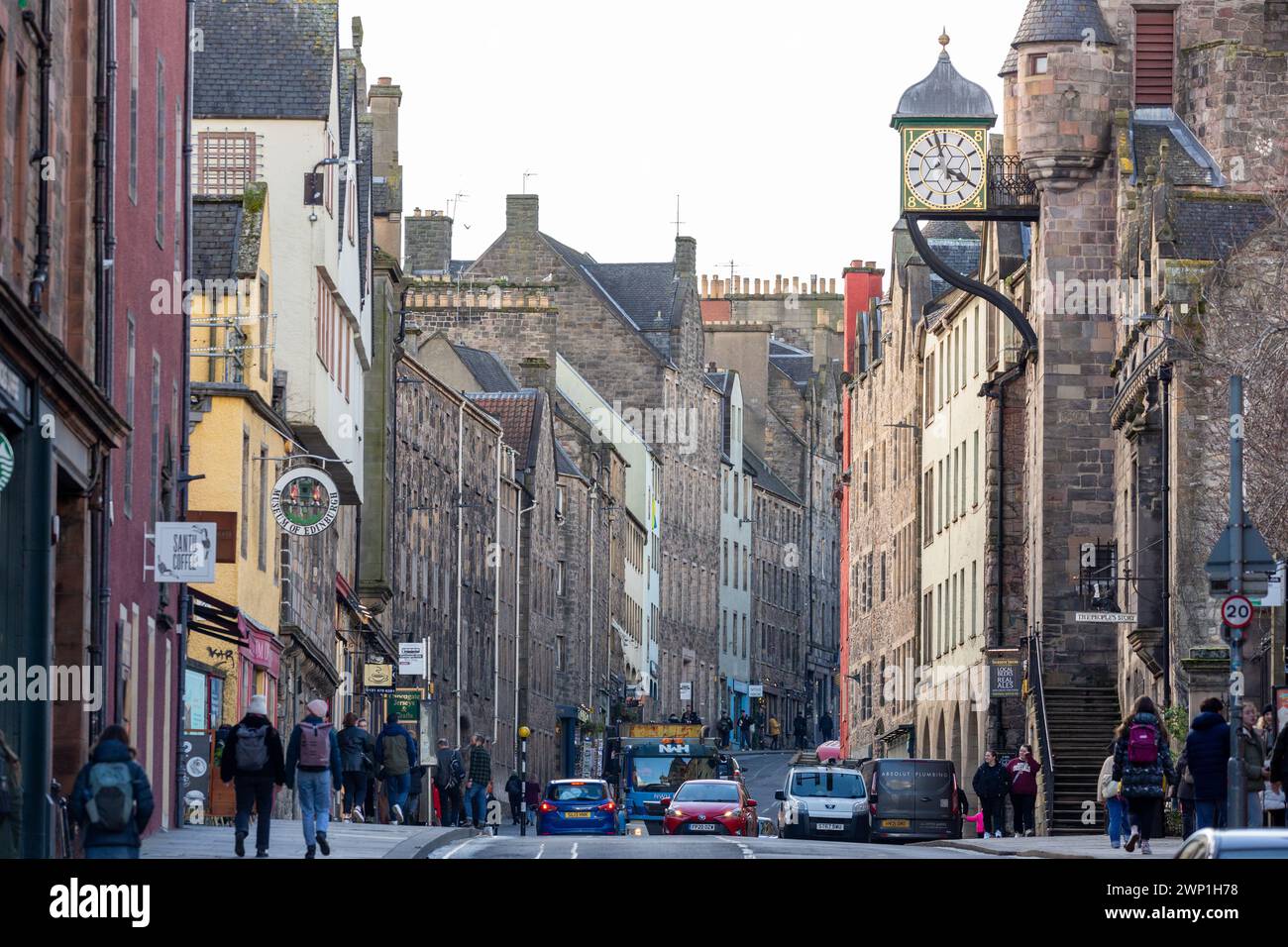 The Tolbooth Clock on the Royal Mile, Edinburgh Stock Photo - Alamy
