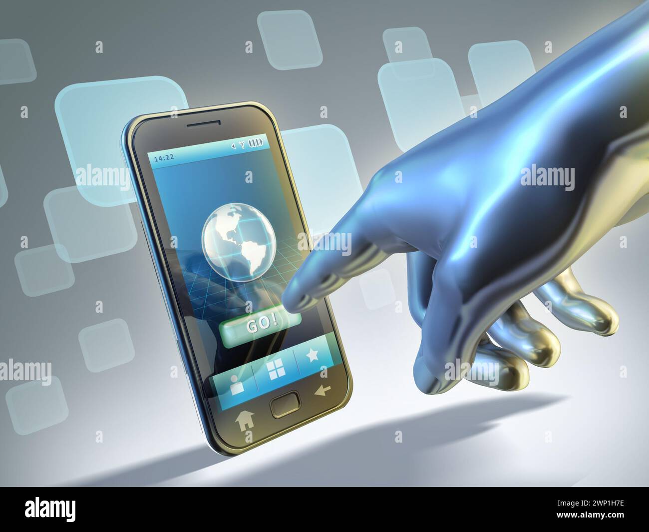 Connecting to internet with a touch screen mobile phone. Digital ...