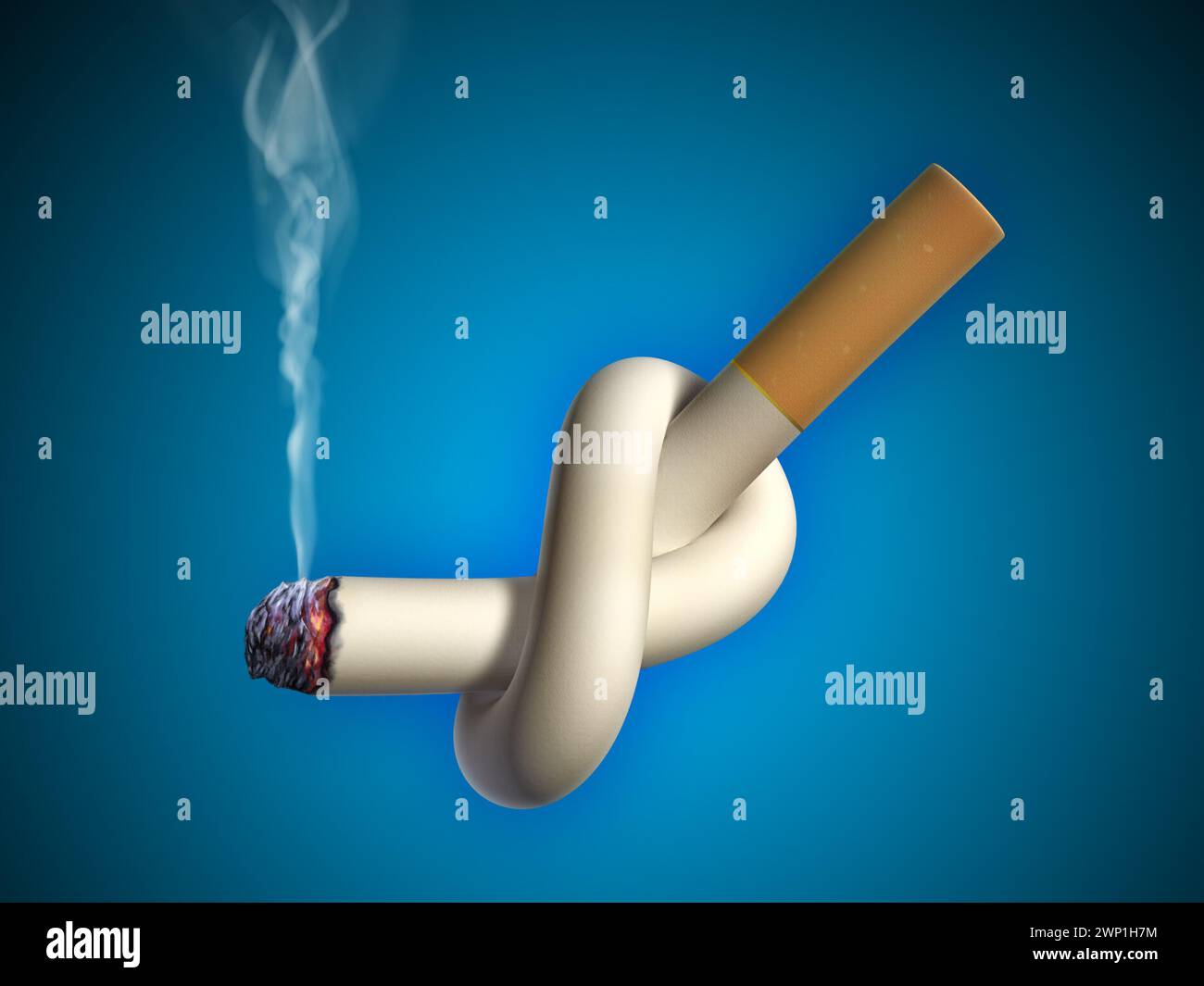 Cigarette tied in a knot, clipping path included. Digital illustration ...
