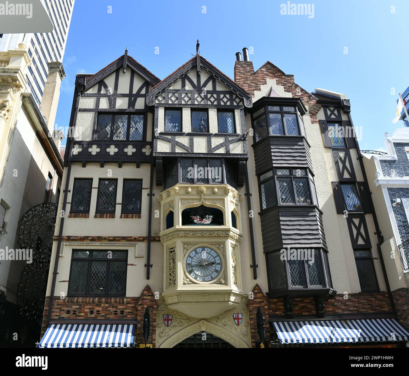 Distinctive mock-Tudor façade on Hay Street in Perth (WA) that marks ...