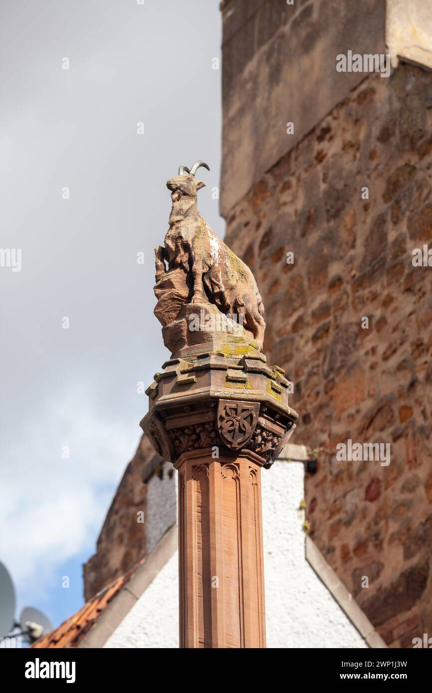 Goat statue on top of Market Cross Haddington (the Town emblem), East ...