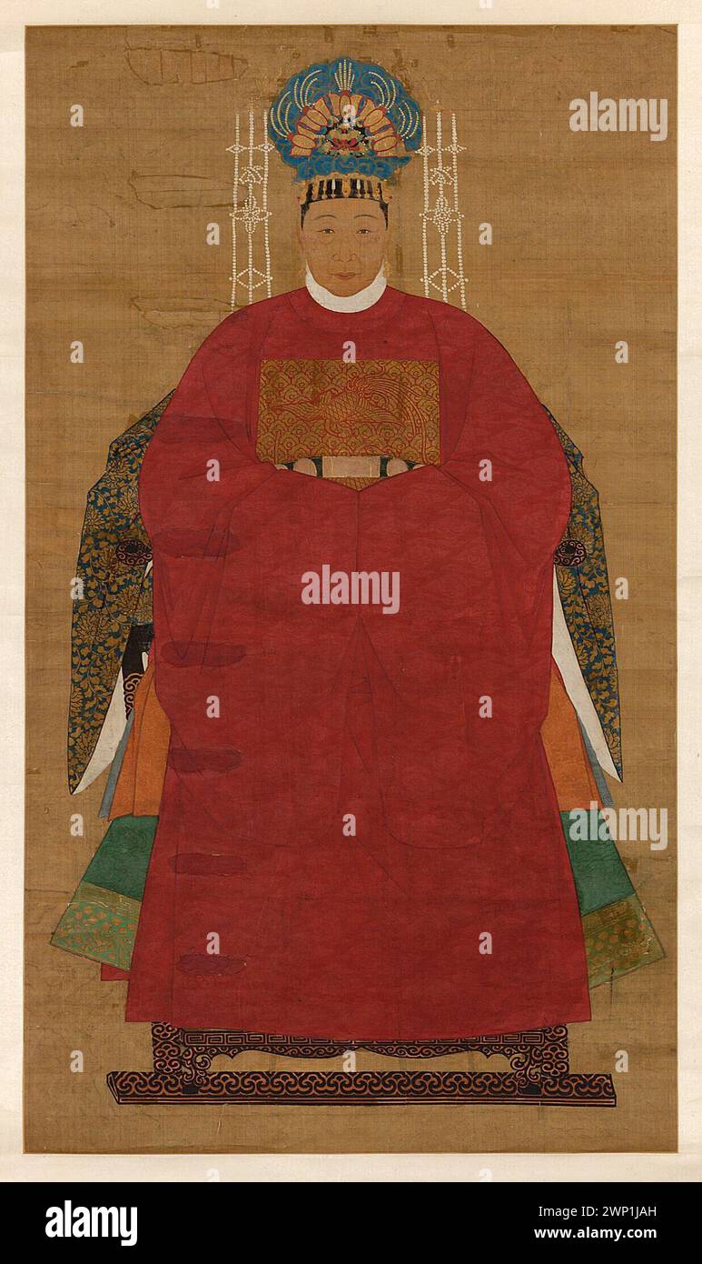 Portrait of a woman in an official court outfit; Dyn. Qing (1644-1911 ...