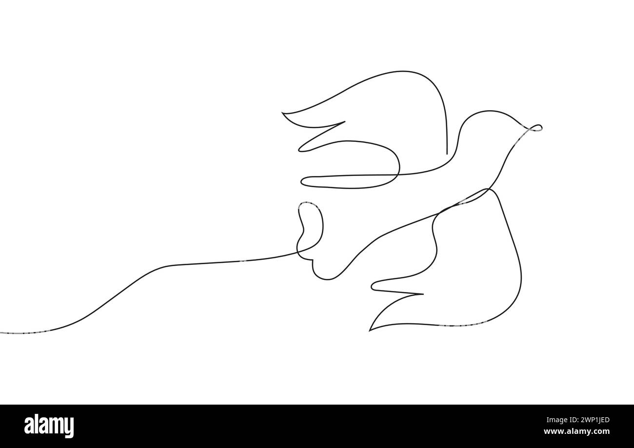 Dove vector in continuous style. Doves are symbols of peace. A call ...