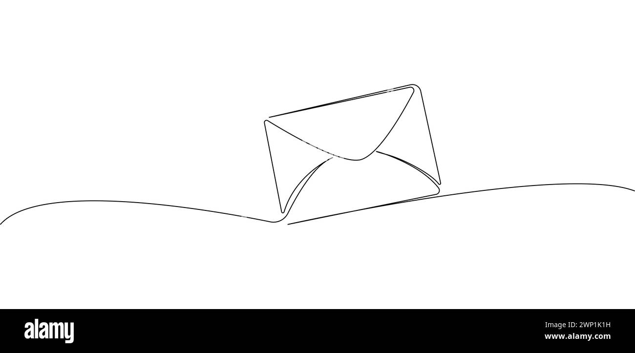 Envelope continuous line drawing vector. Message, notification ...