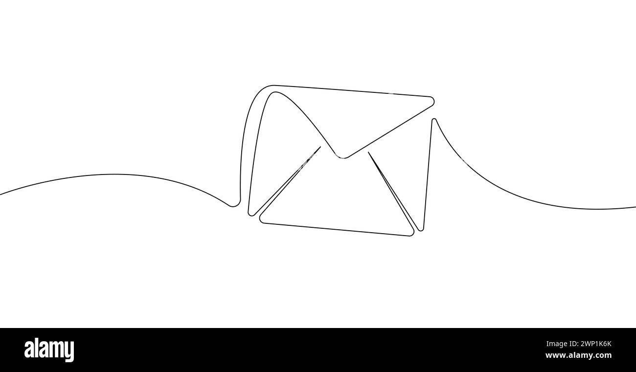 Envelope continuous line drawing vector. Message, notification ...