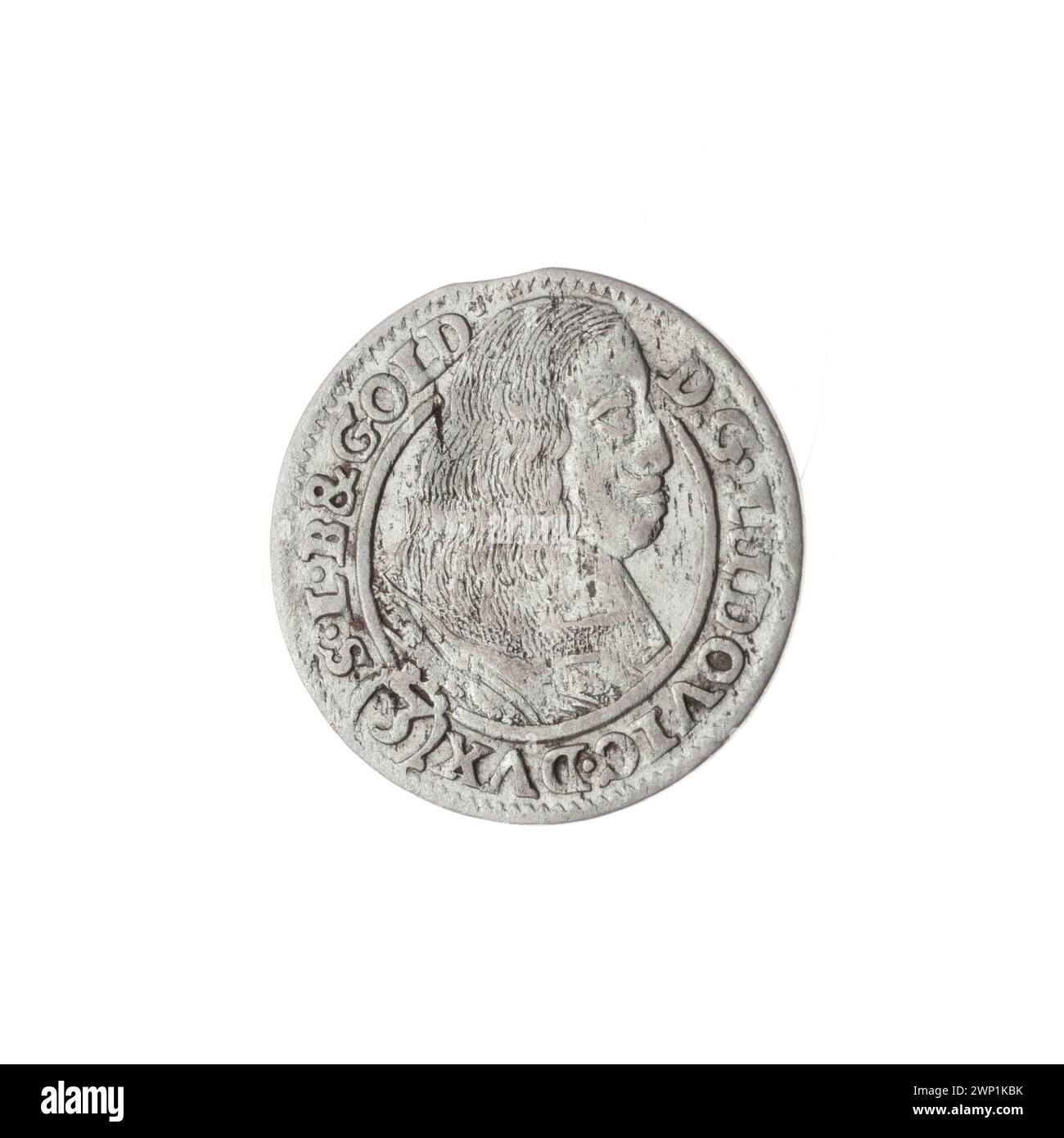 Silver 1662 coin showing Ludwik IV, Prince of Legnica, bust in armor ...
