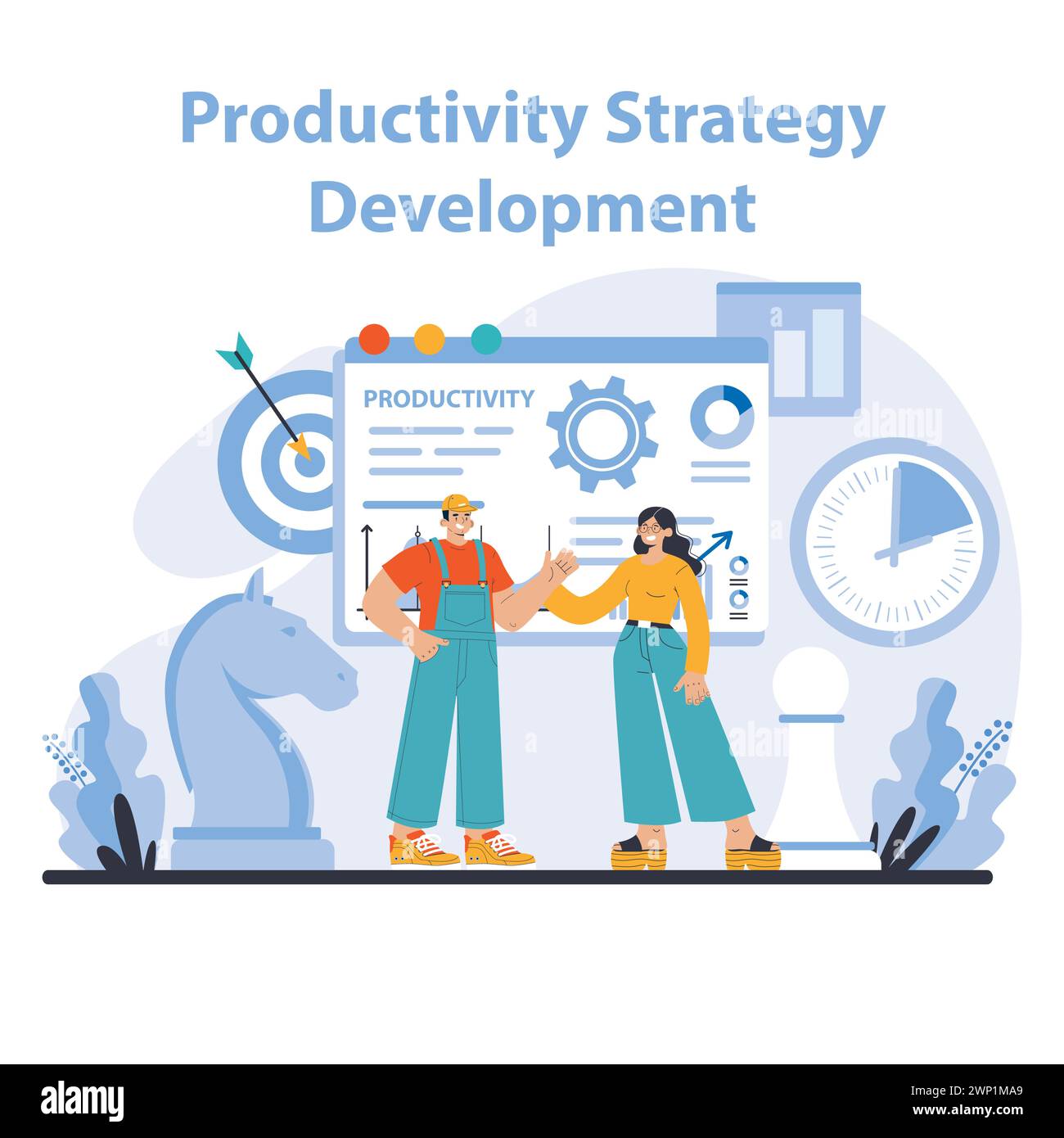 Productivity Strategy Development concept. Crafting dynamic approaches to improve efficiency ...