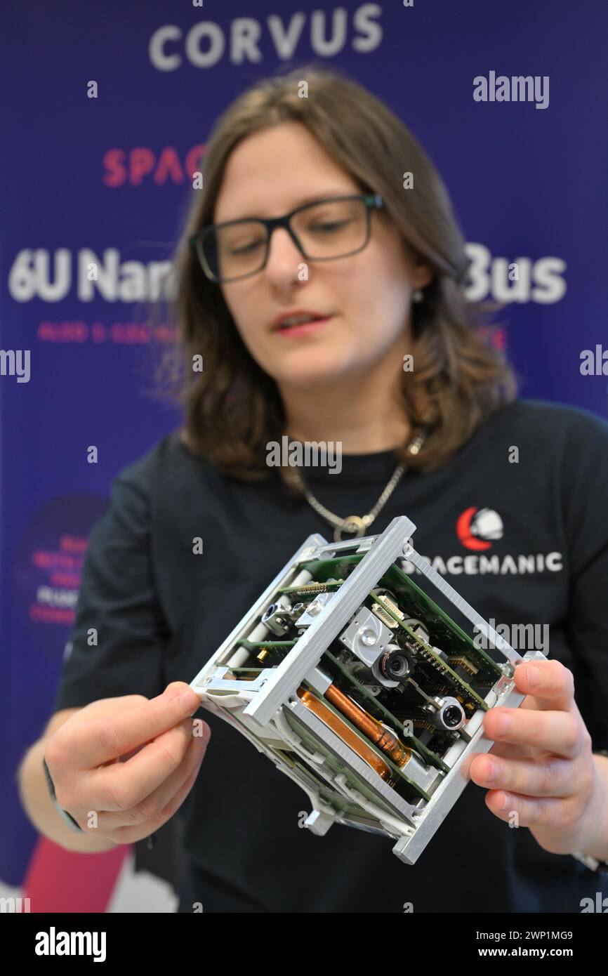 Brno, Czech Republic. 05th Mar, 2024. Natalia Gogolova shows model of ...