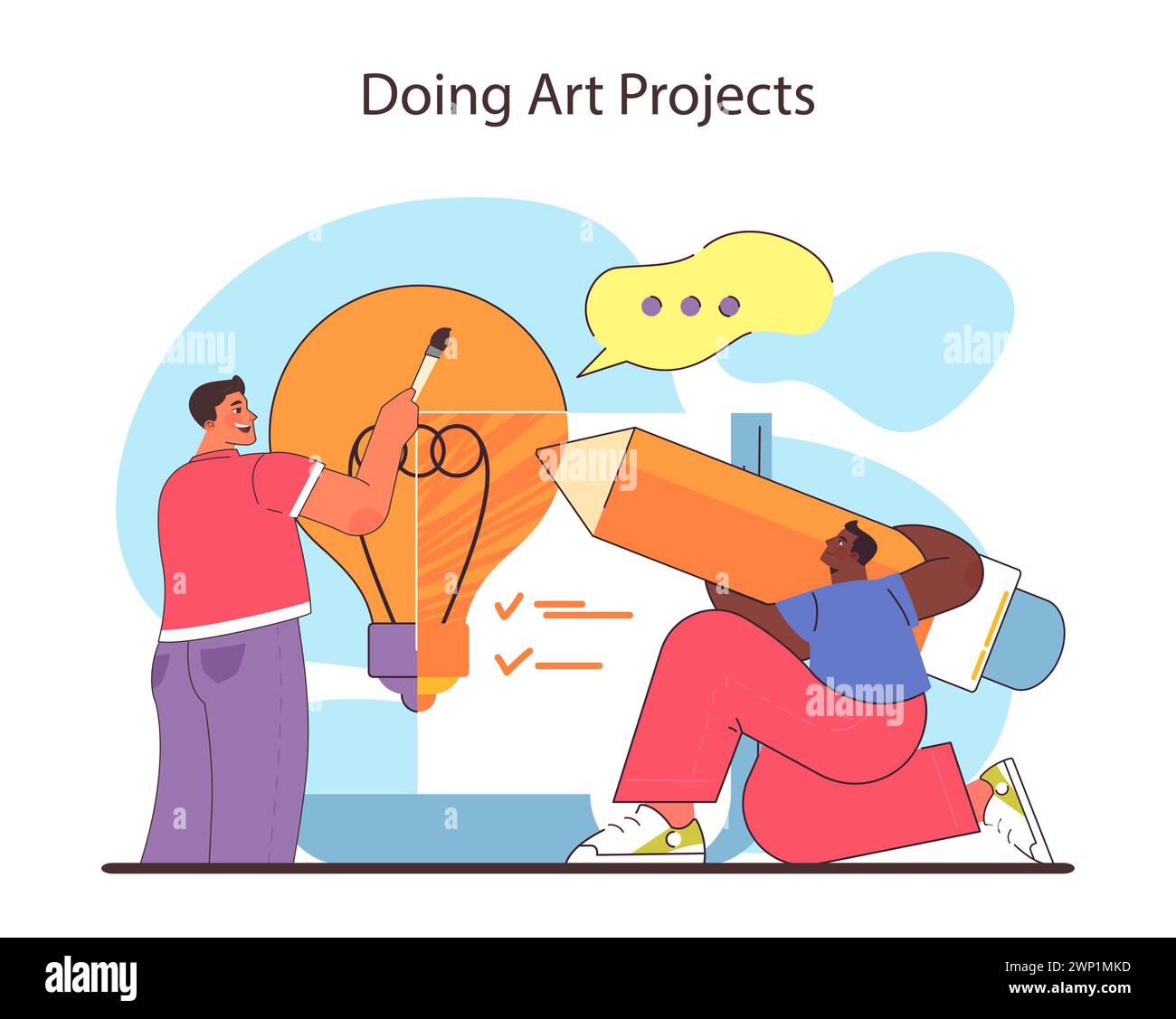 Art projects concept. Creativity flows as friends collaborate on a ...