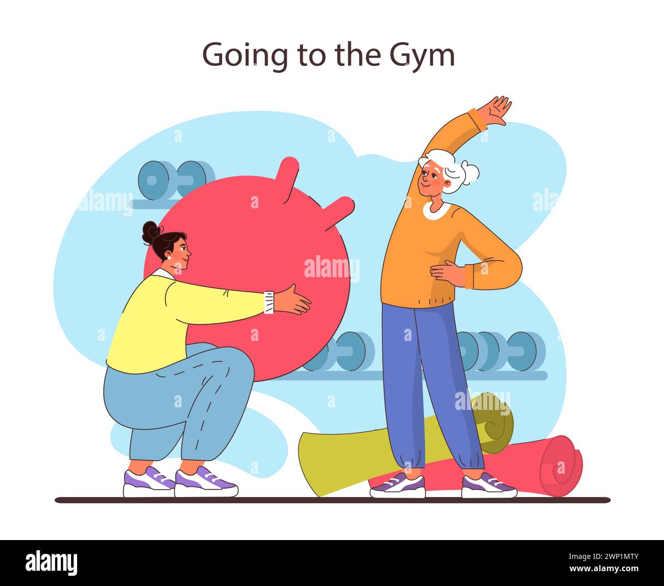 Going to the Gym concept. Companions motivate each other in fitness ...
