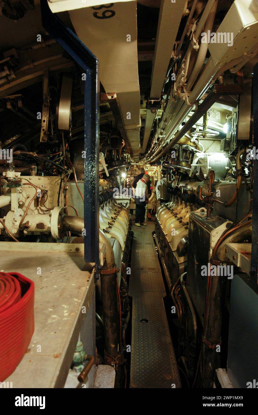 inside a submarine or sub, a watercraft for underwater transportation ...