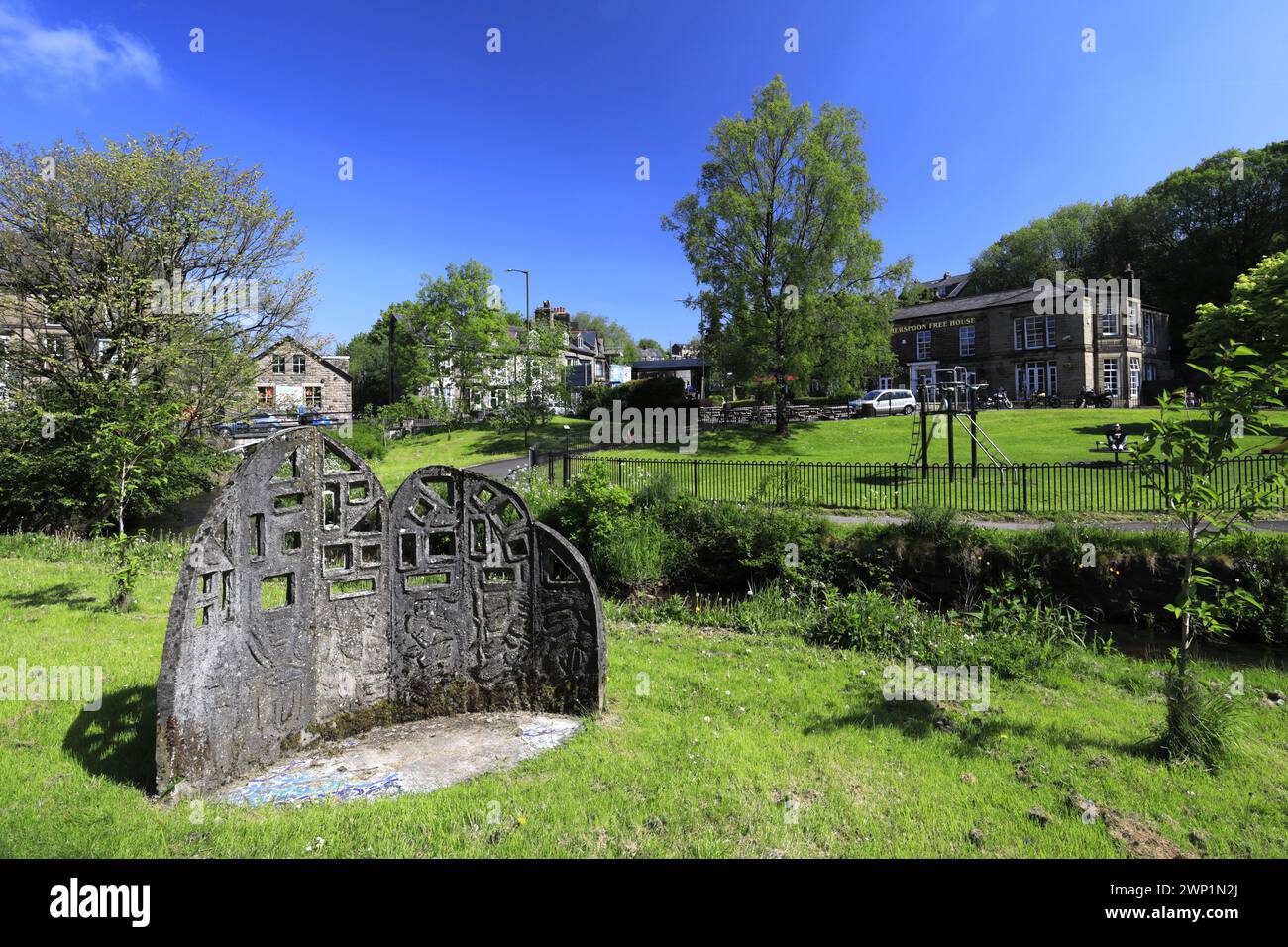 View over Ashwood Park gardens, Spa town of Buxton, Peak District National Park, Derbyshire ...