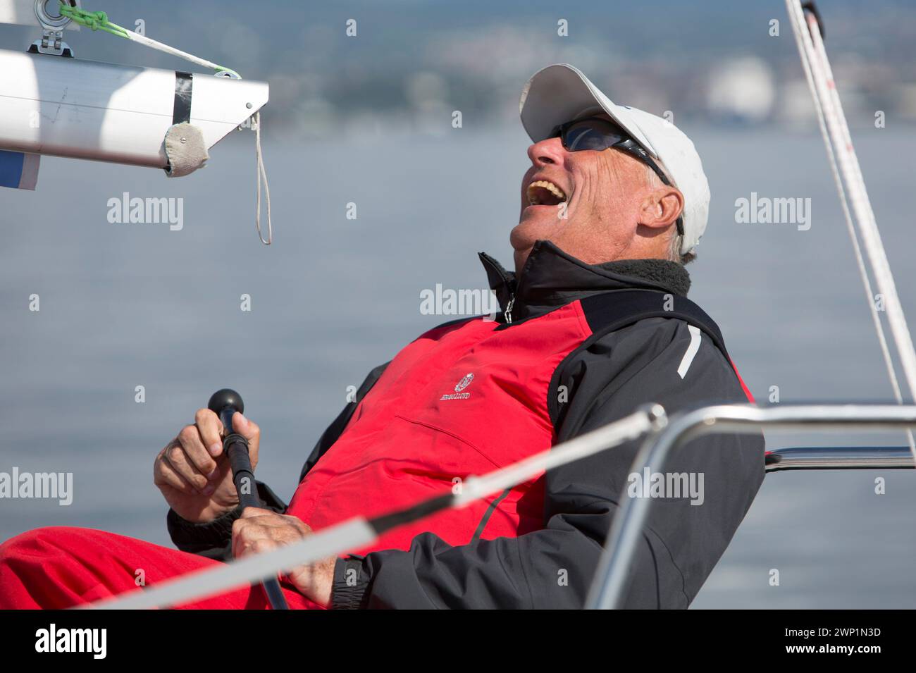 Oslo 20140824.Norwegian King Harald sails NM in Express in Bunnefjorden ...