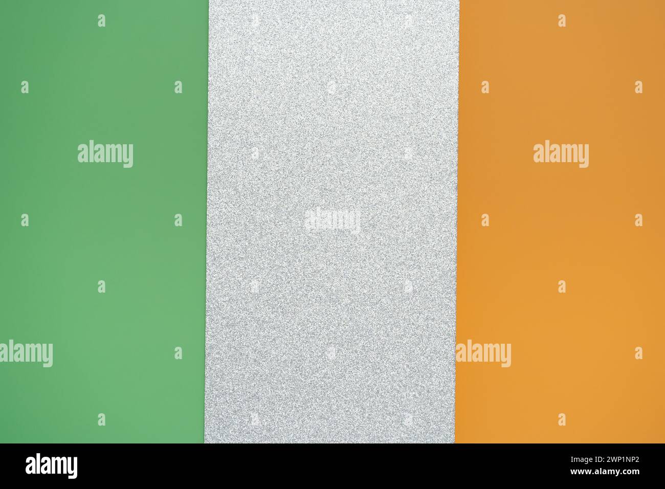 Irish flag made from color paper with glitter white. St Patrick's ...