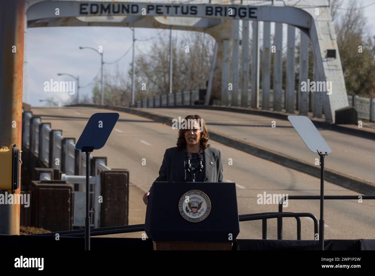 United States Vice President Harris makes remarks at the Edmund Pettus ...