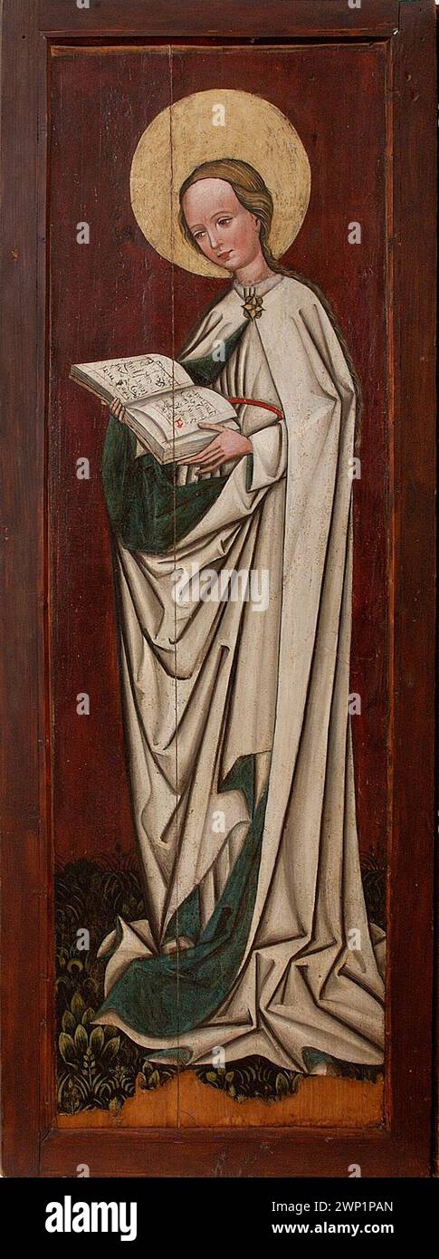 A circa 1450 triptych with the right wing depicting Saint Barbara on ...