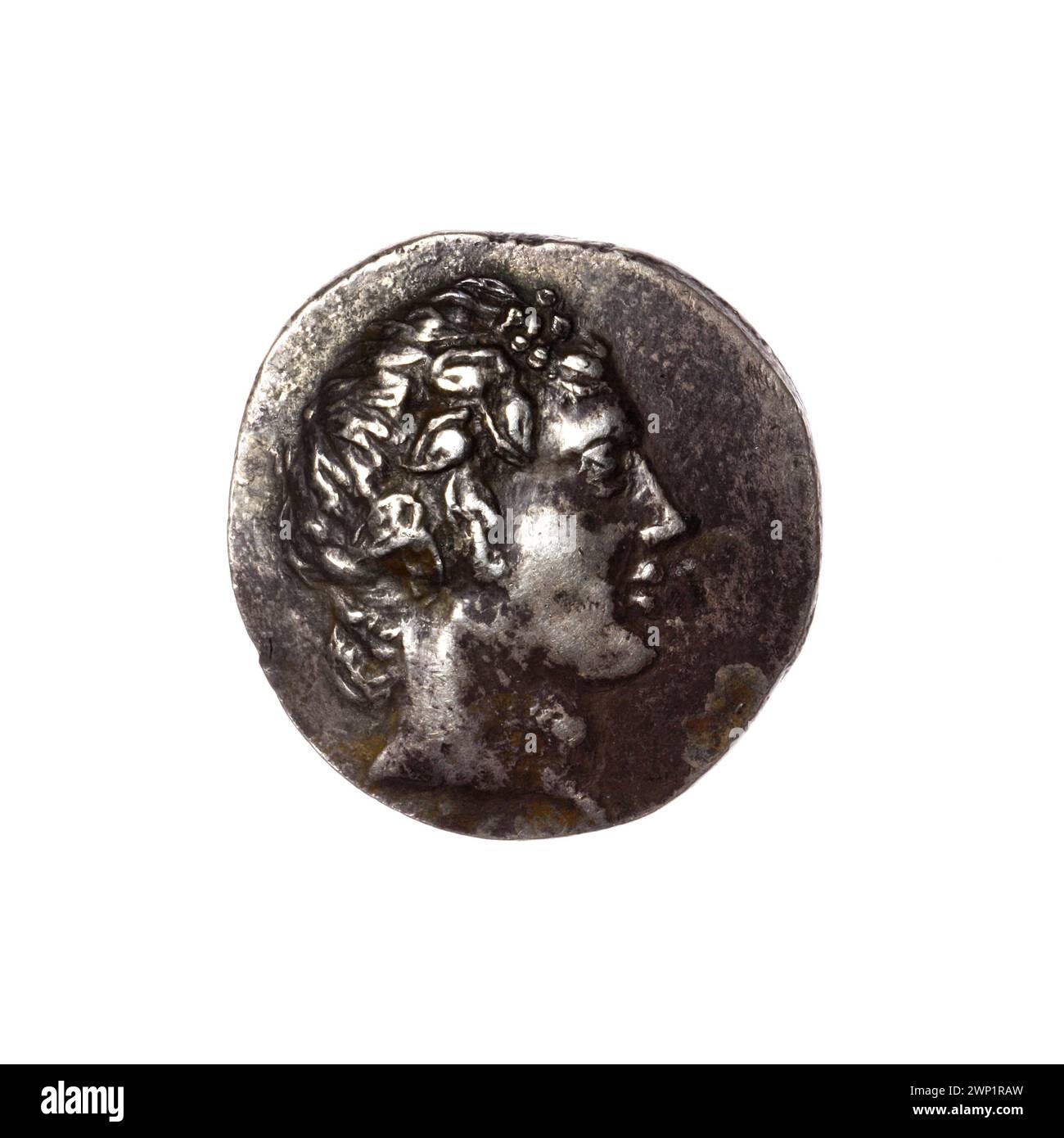 Didrachma coin, counterfeit, dated before 1952, depicting Dionysus with ...