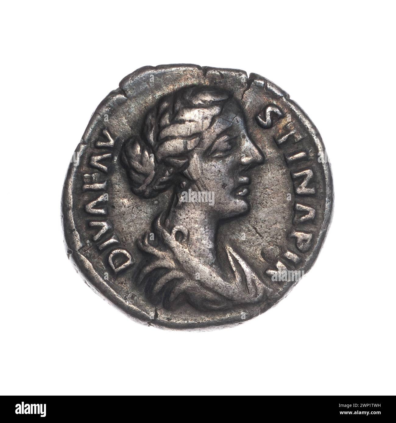 Denarius coin issued after 176 depicting Roman Emperor Marcus Aurelius ...
