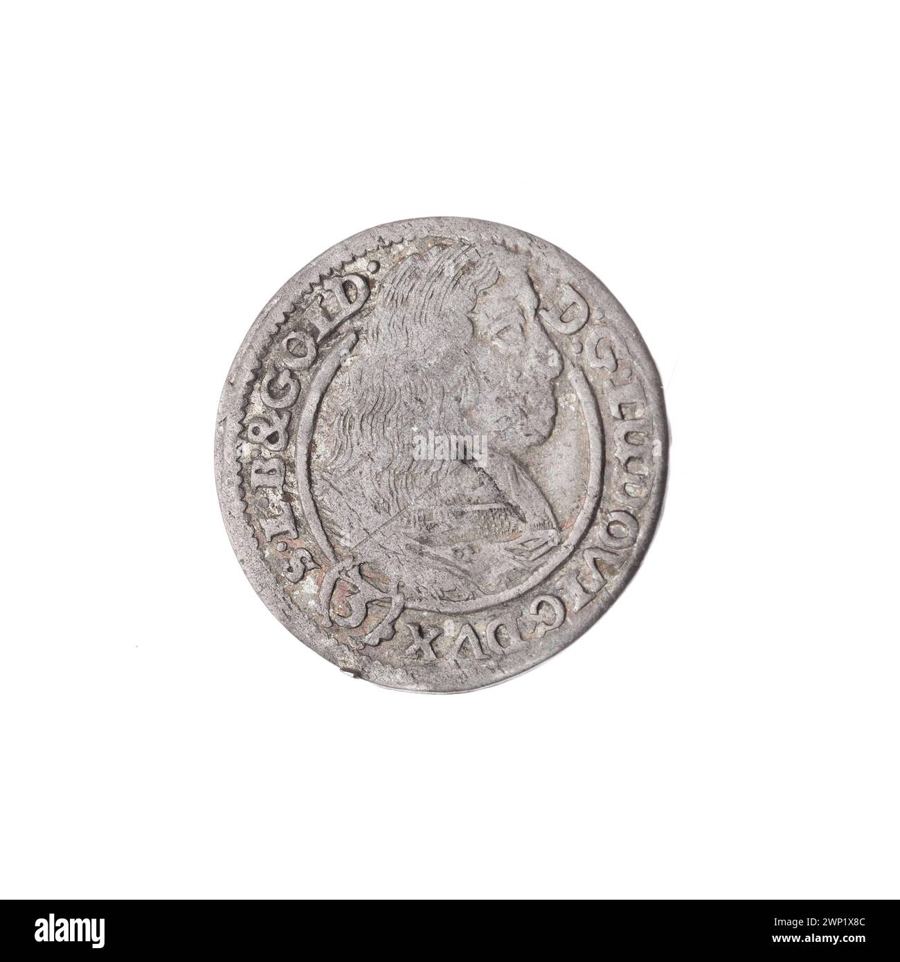 1662 silver coin depicting Ludwik IV, Prince of Legnica, bust in armor ...